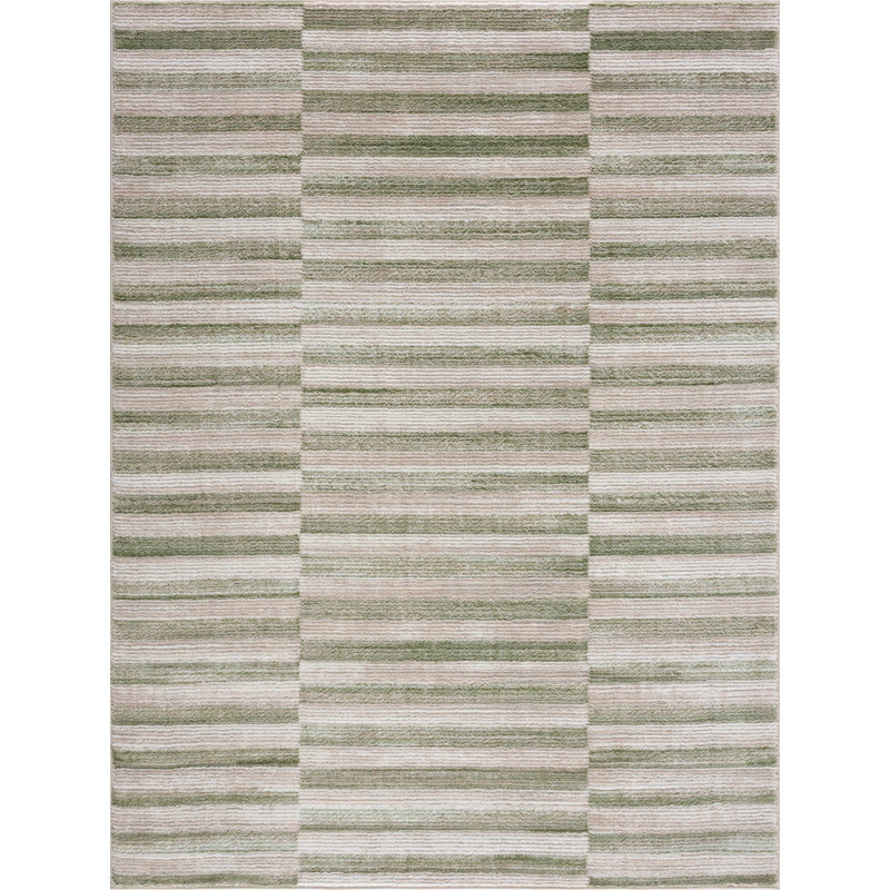 Ebern Designs Bowland Abstract Design Modern Green/Beige Area Rug ...