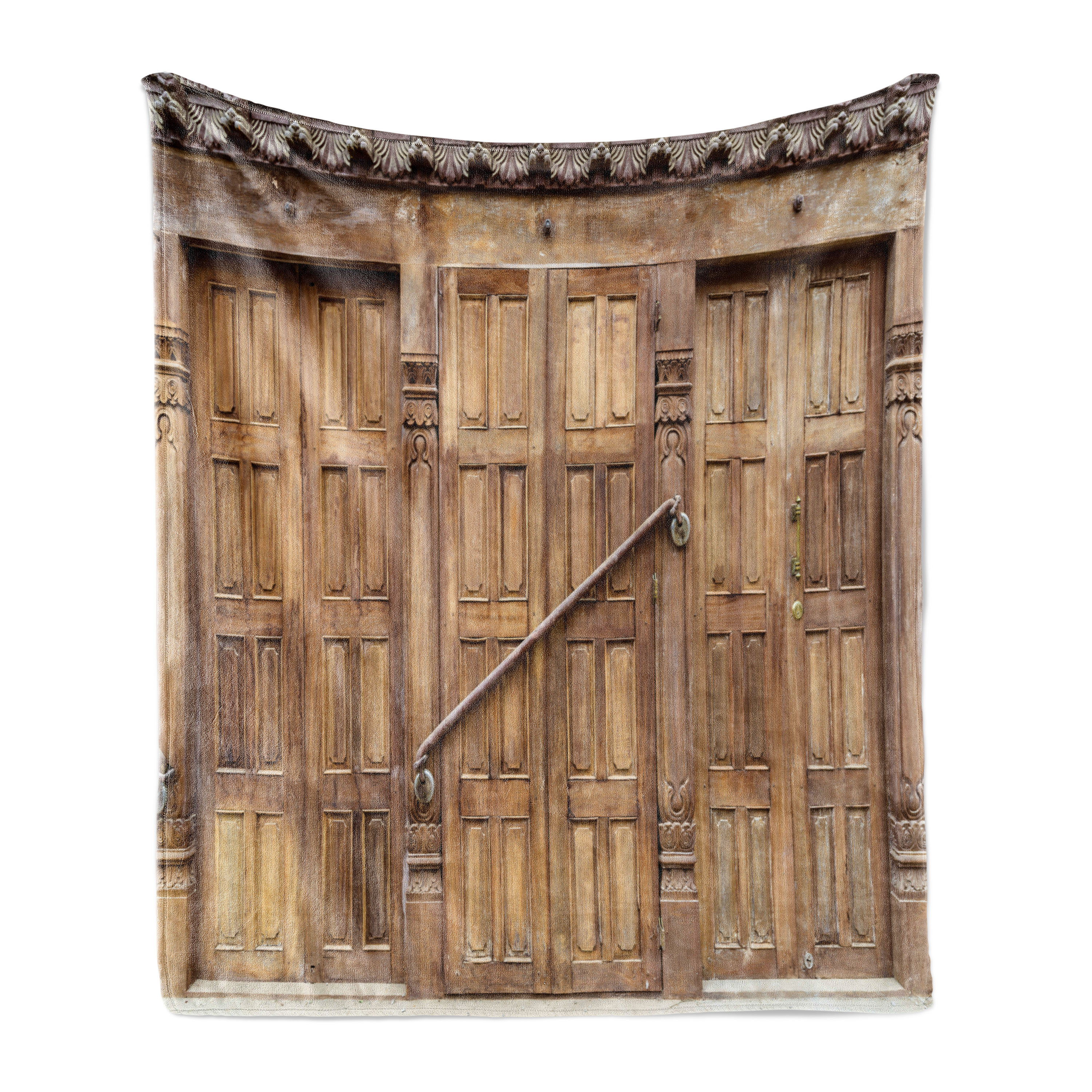 Ambesonne Rustic Fleece Throw Blanket Retro Carving in Nepal Brown ...