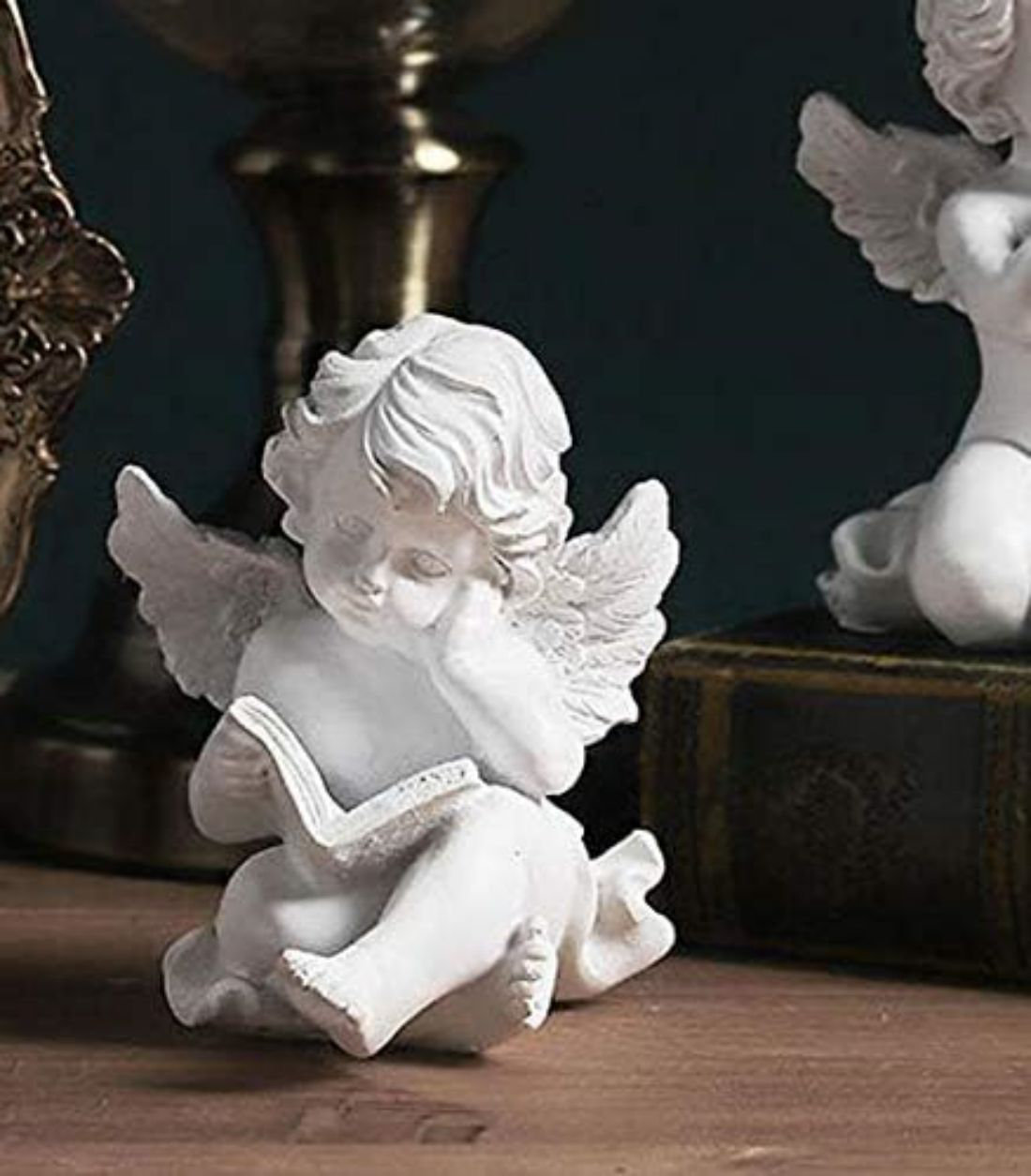 Trinx Reading Book Angel Statue Cherub Wings Angel Statue Figurine ...