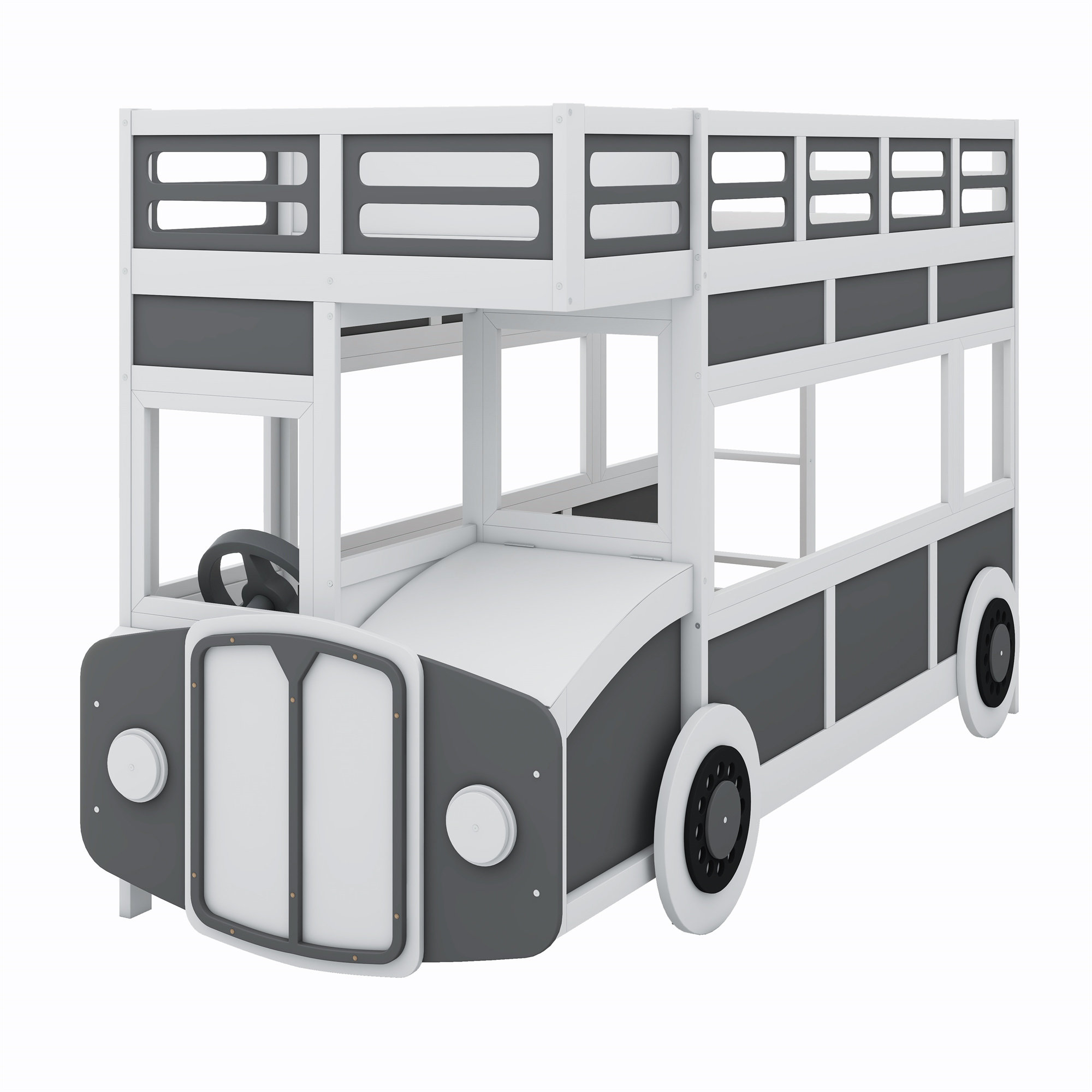 Zoomie Kids Bus-Shaped Bunk Bed With Wheels And Storage | Wayfair