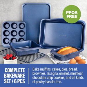 Granitestone Blue 6 Piece Nonstick Stackable Bakeware Set & Reviews ...