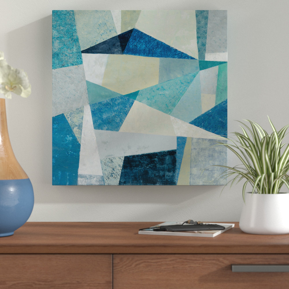George Oliver 'Indigo Geo Metric Soft' Acrylic Painting Print on ...