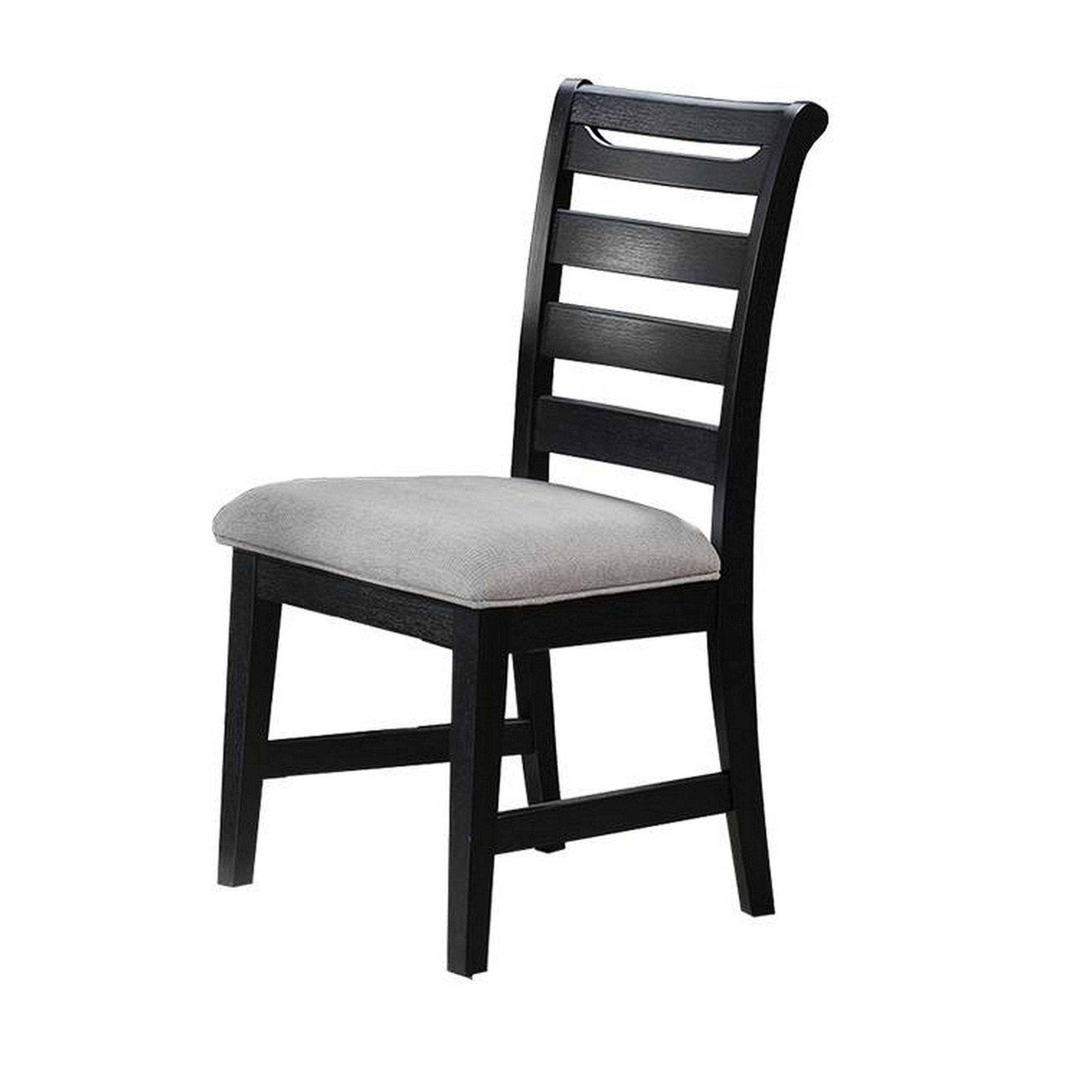 Benjara Remus Dining Chair With Ladder Back, Black Rubberwood, Gray ...