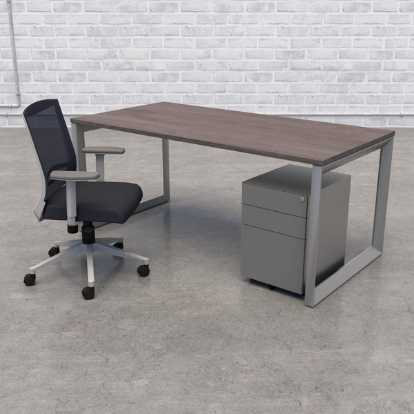 Compel Pivit 3 Piece Rectangular Writing Desk Office Set with Chair ...