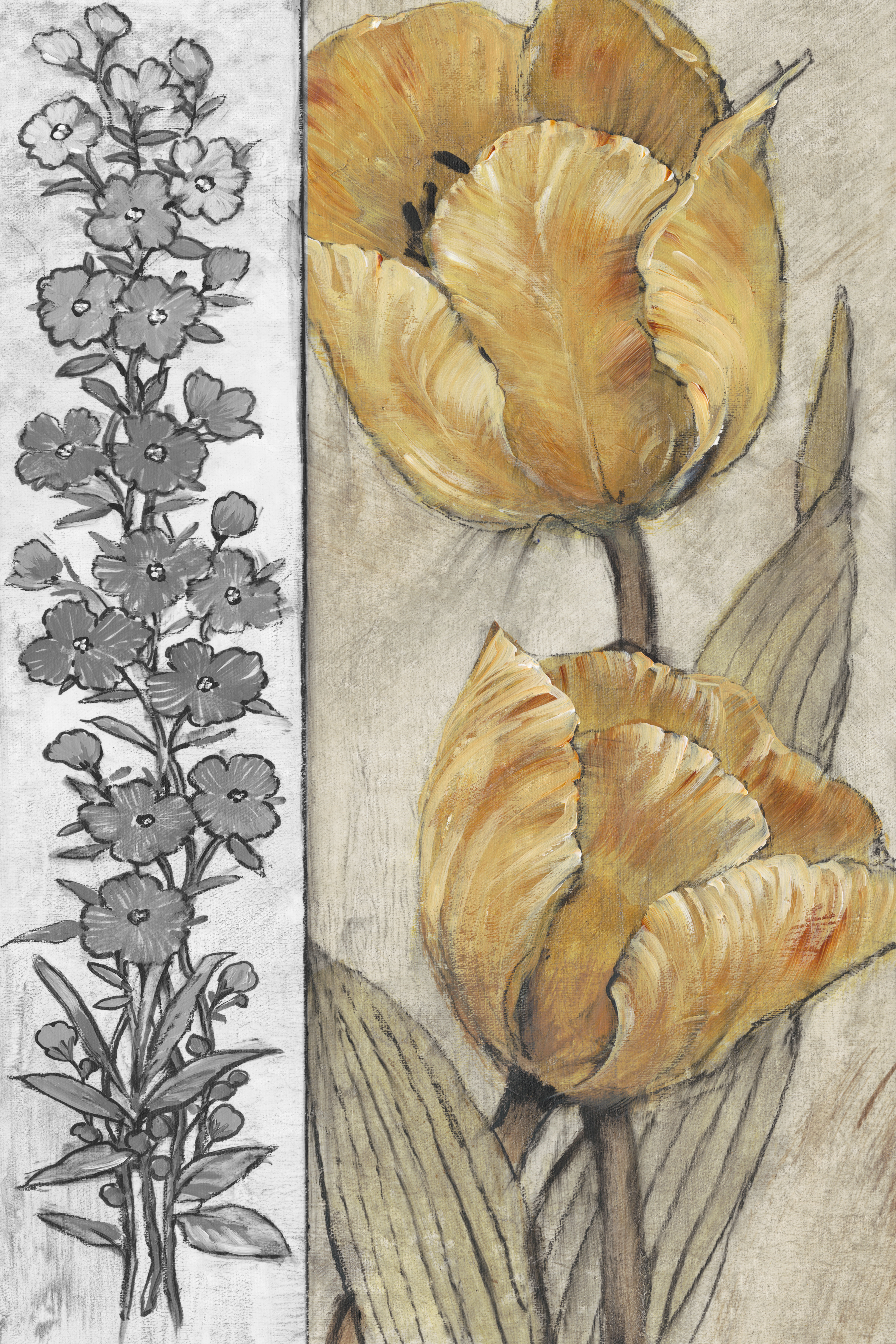 Rosalind Wheeler Ochre and Grey Tulips IV by Timothy O' Toole ...