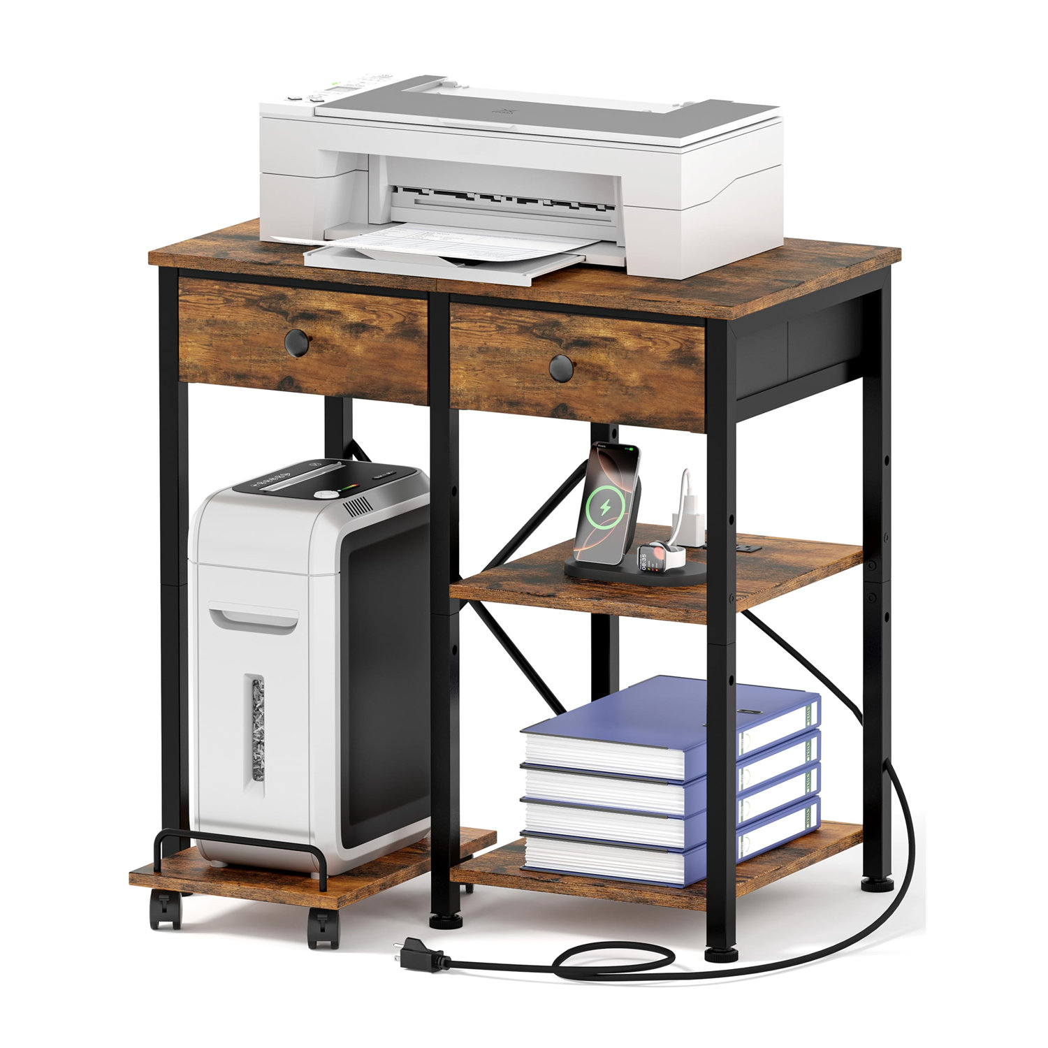 NINGBOJUSEN Printer Stand With Charging Station | Wayfair