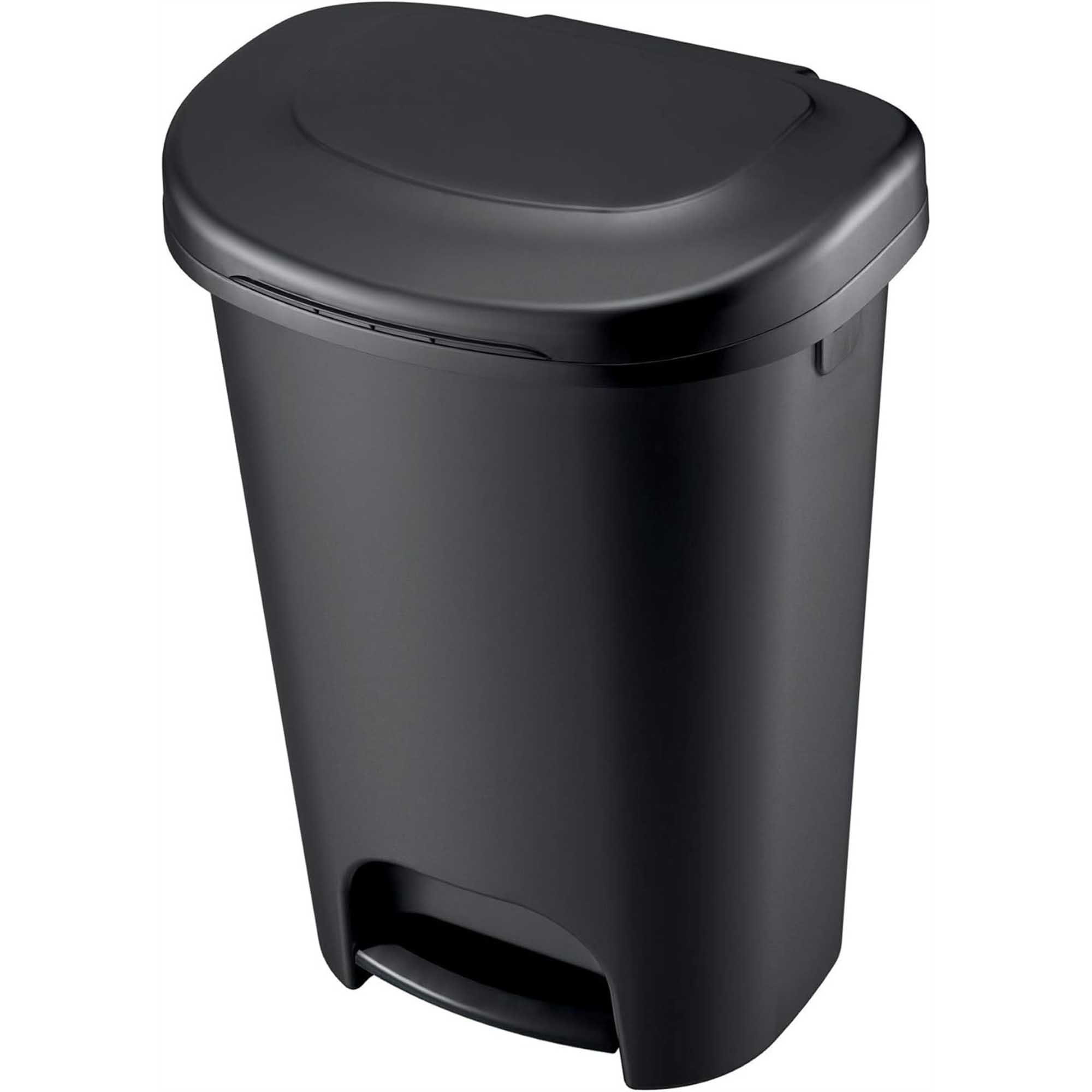 Cubiker 13 Gallon Step Trash Can, Black Easy-Clean Garbage Can, Classic ...
