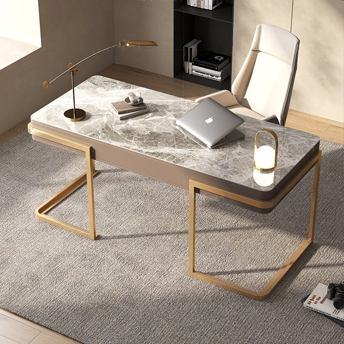 Rite Treasure White Rectangular Sintered Stone desks | Wayfair