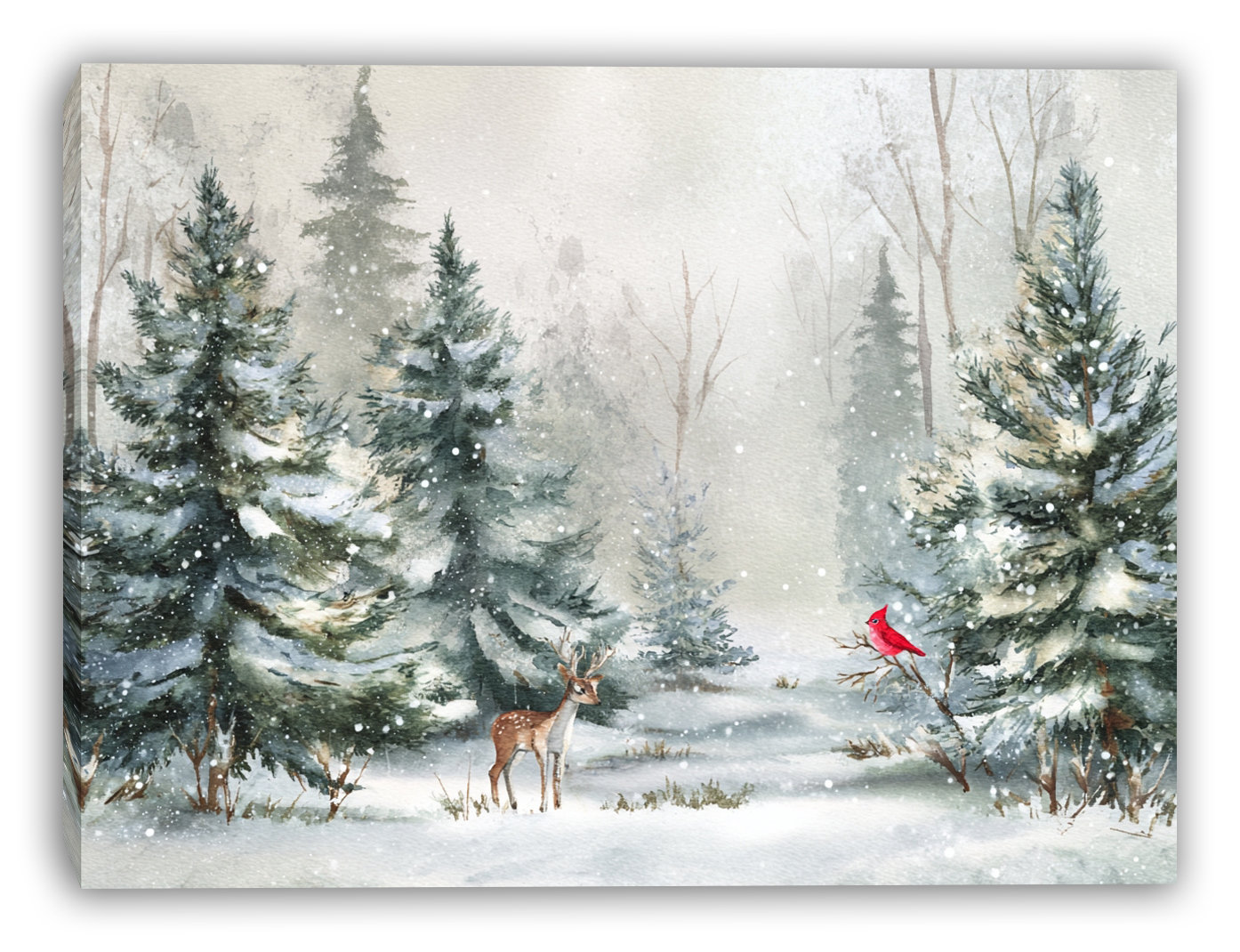 Ophelia & Co. Quiet Snowfield Evergreen Hills Wrapped Canvas Wall Art ...