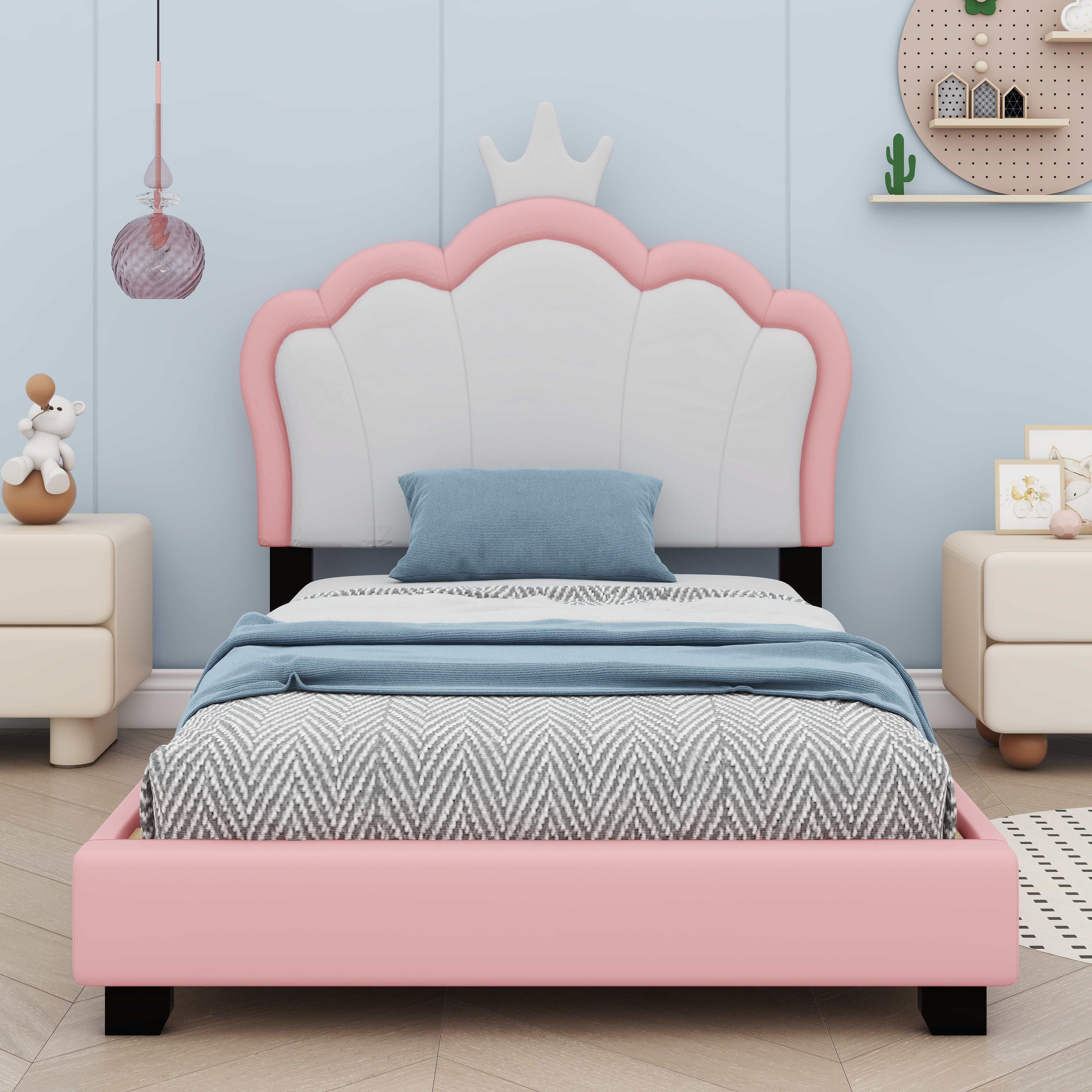 Gemma Violet Addilynn Twin size Upholstered Princess Bed With Crown ...
