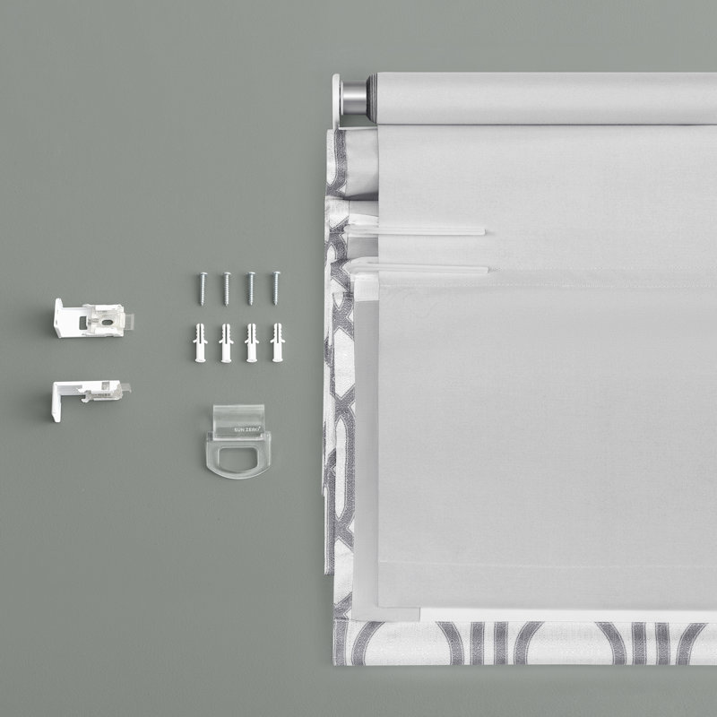 Sun Zero Detour Modern Trellis 100% Blackout Cordless Roman Shade ...