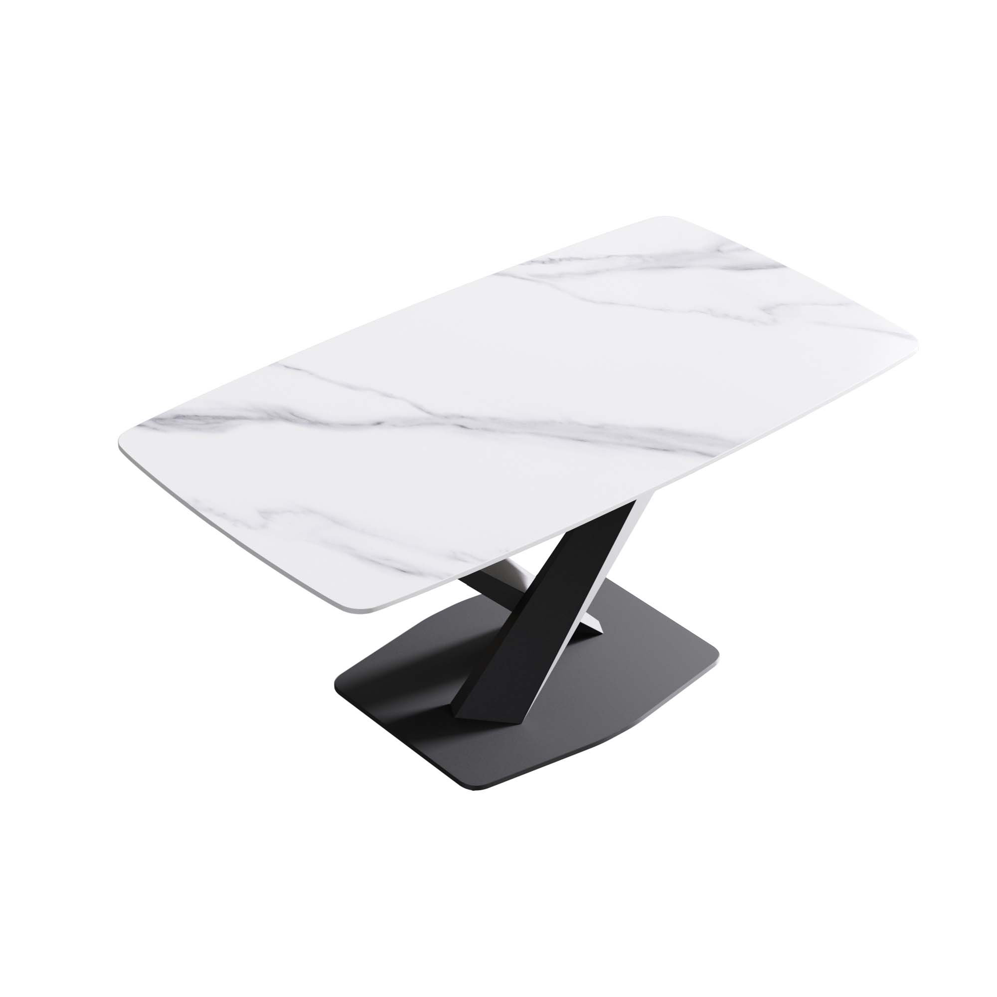 Ivy Bronx Contemporary Artificial Stone Curved Edge Dining Table with ...