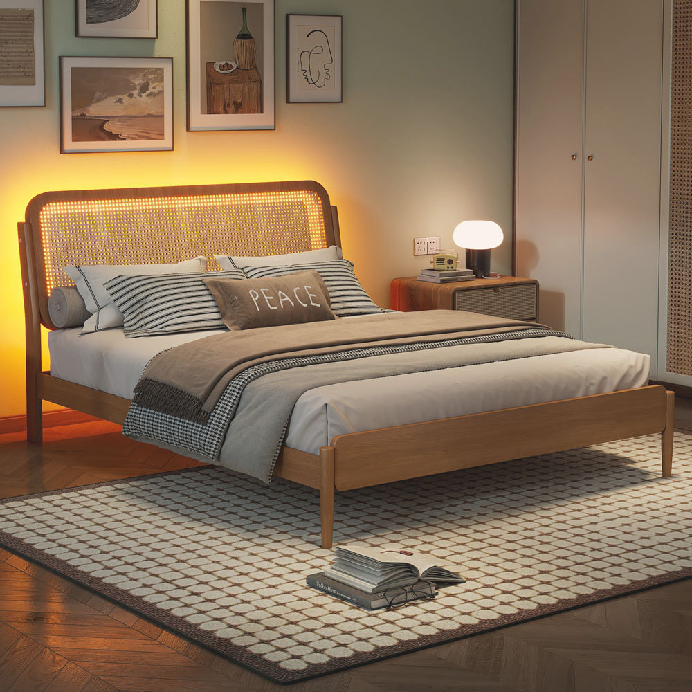 Bayou Breeze Wood Storage Platform Bed with LED Light | Wayfair