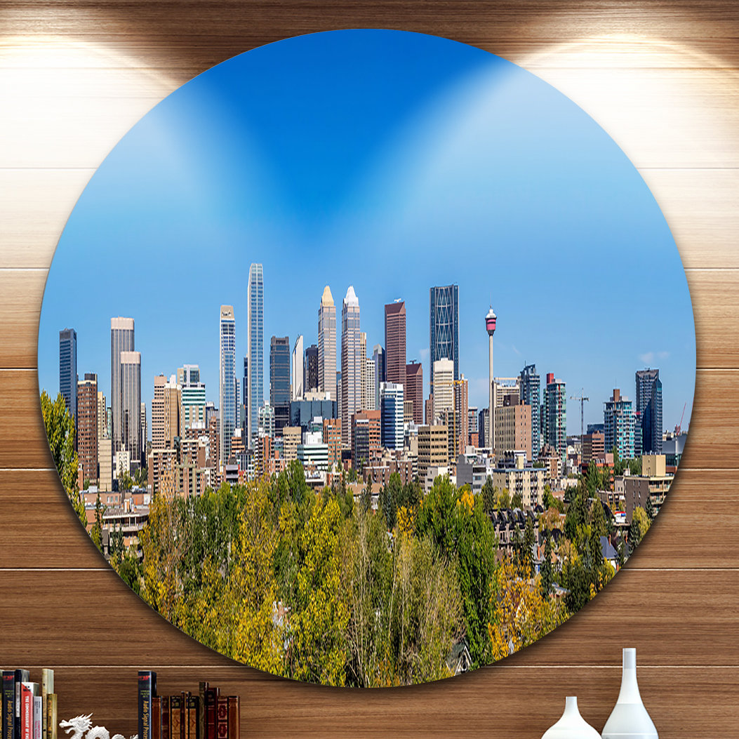 Design Art 'Calgary Skyline with Blue Sky' Photographic Print on Metal ...