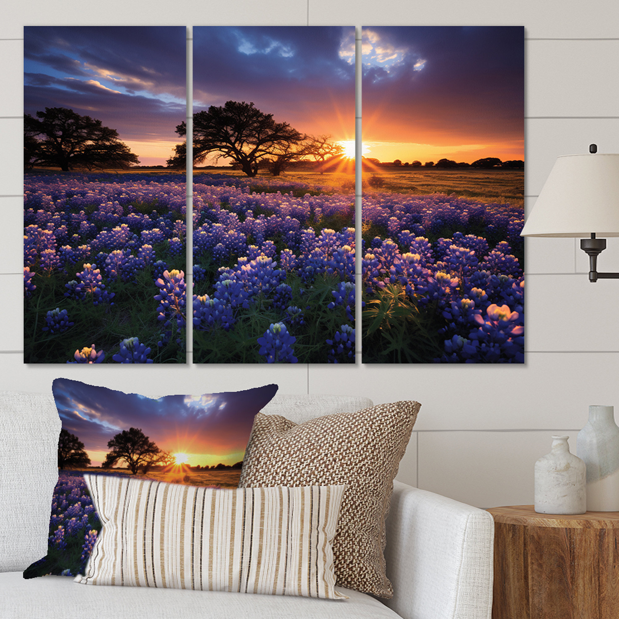 Ebern Designs Sunrise Blue Bonnets Field III - Blue Bonnets Wall Art ...