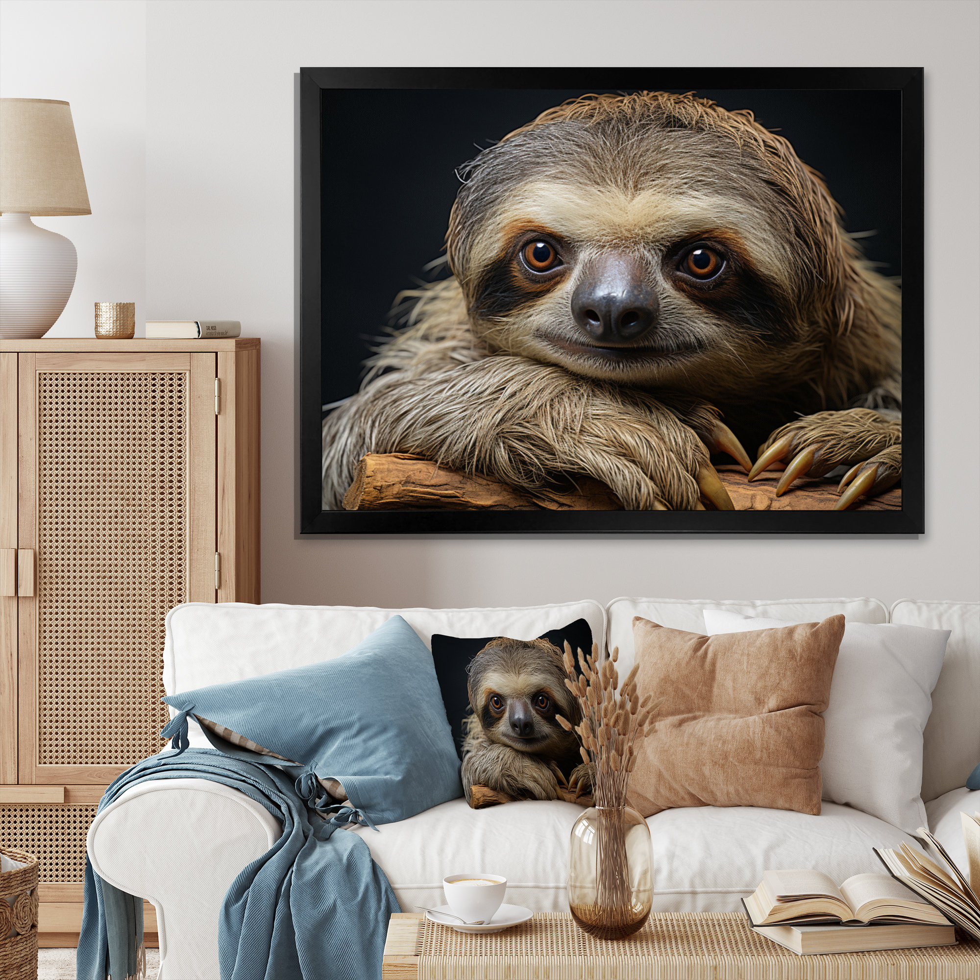 Millwood Pines Cute Sloth Portrait - Sloth Wall Art | Wayfair