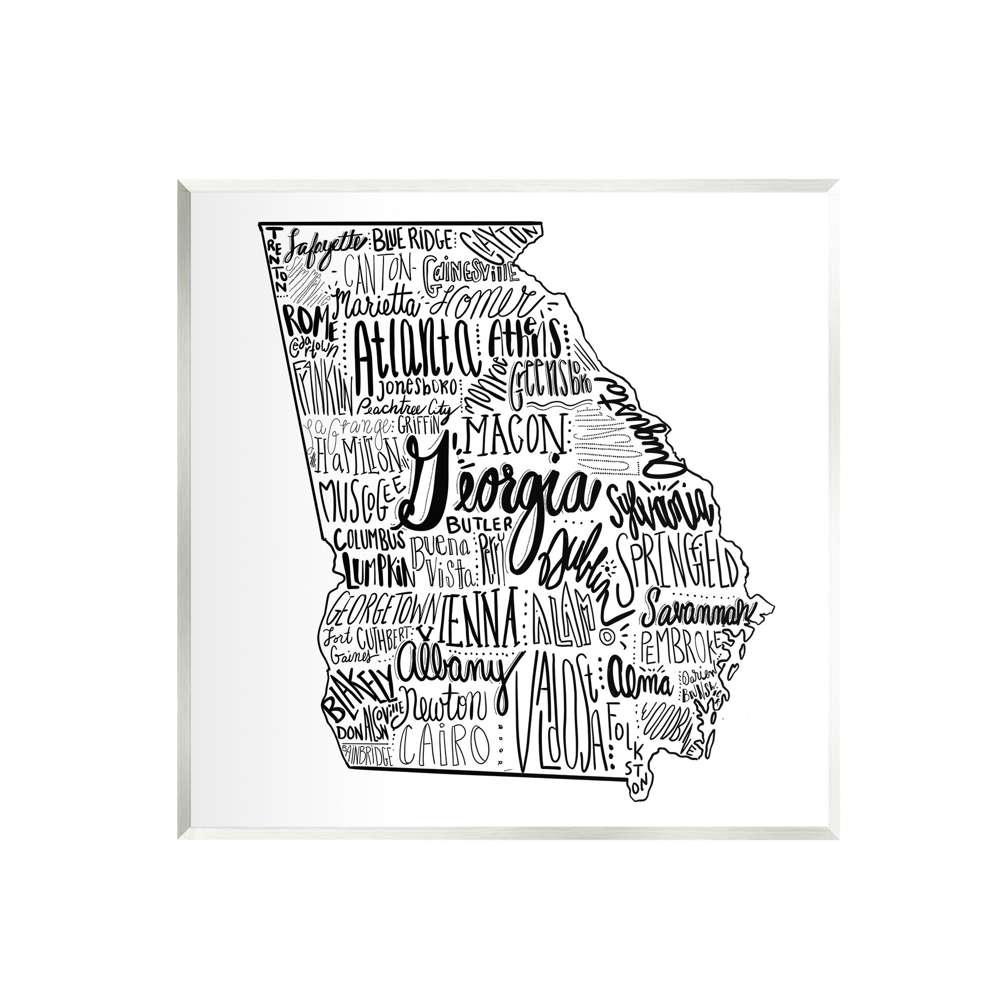 Stupell Industries Georgia State Map Shape City Typography Wall Plaque ...