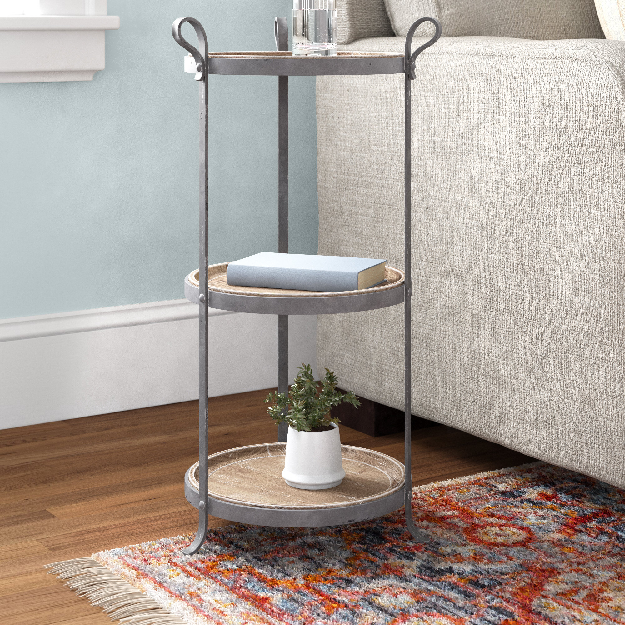 Three Posts Holiman Solid Wood Tray Top 3 Legs End Table with Storage ...