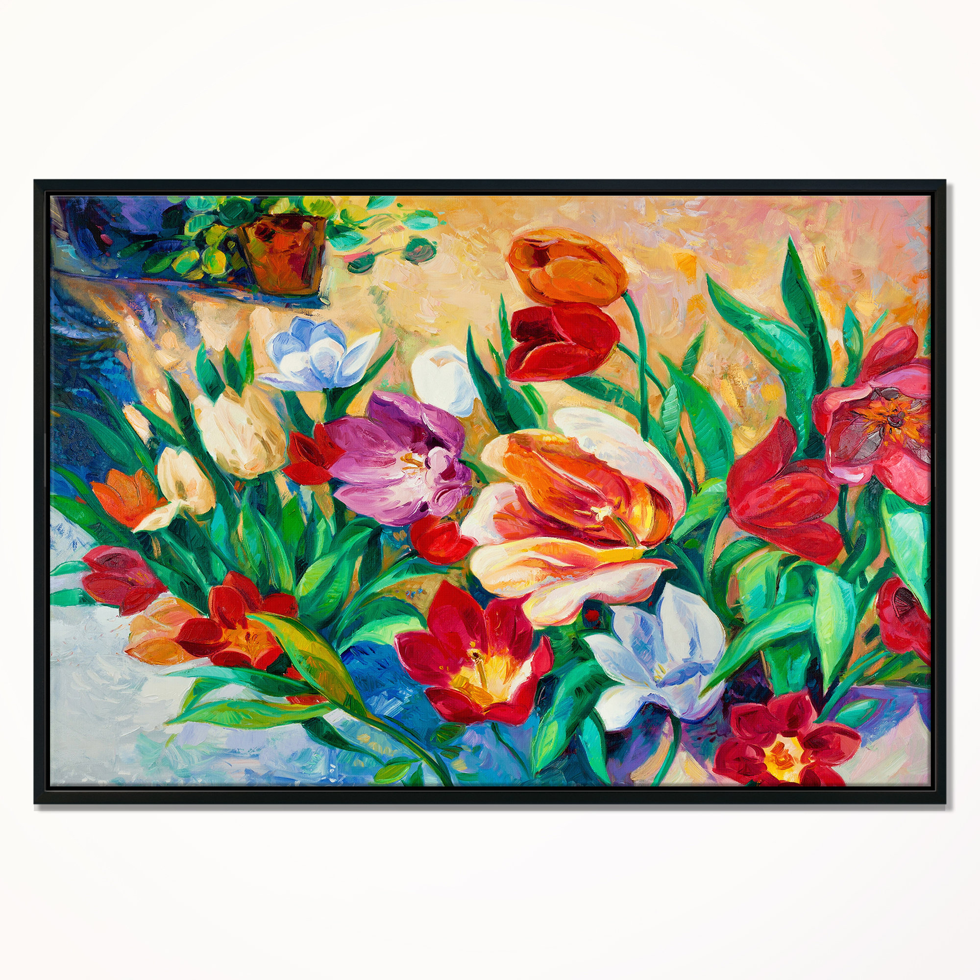 East Urban Home 'Bouquet of Colorful Flowers' Framed Print on Wrapped ...