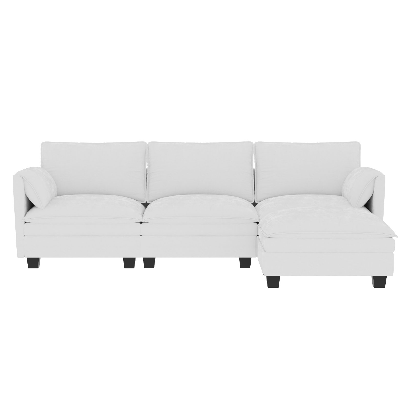 Ivy Bronx Large Size 3 Seater Sofa Couch, L-Shaped Sofas With Movable Ottoman, Arm With Pockets ...