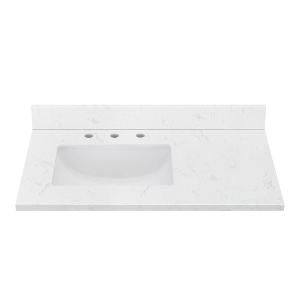 Luobath Engineered Stone Single Bathroom Vanity Top With Left Offset ...