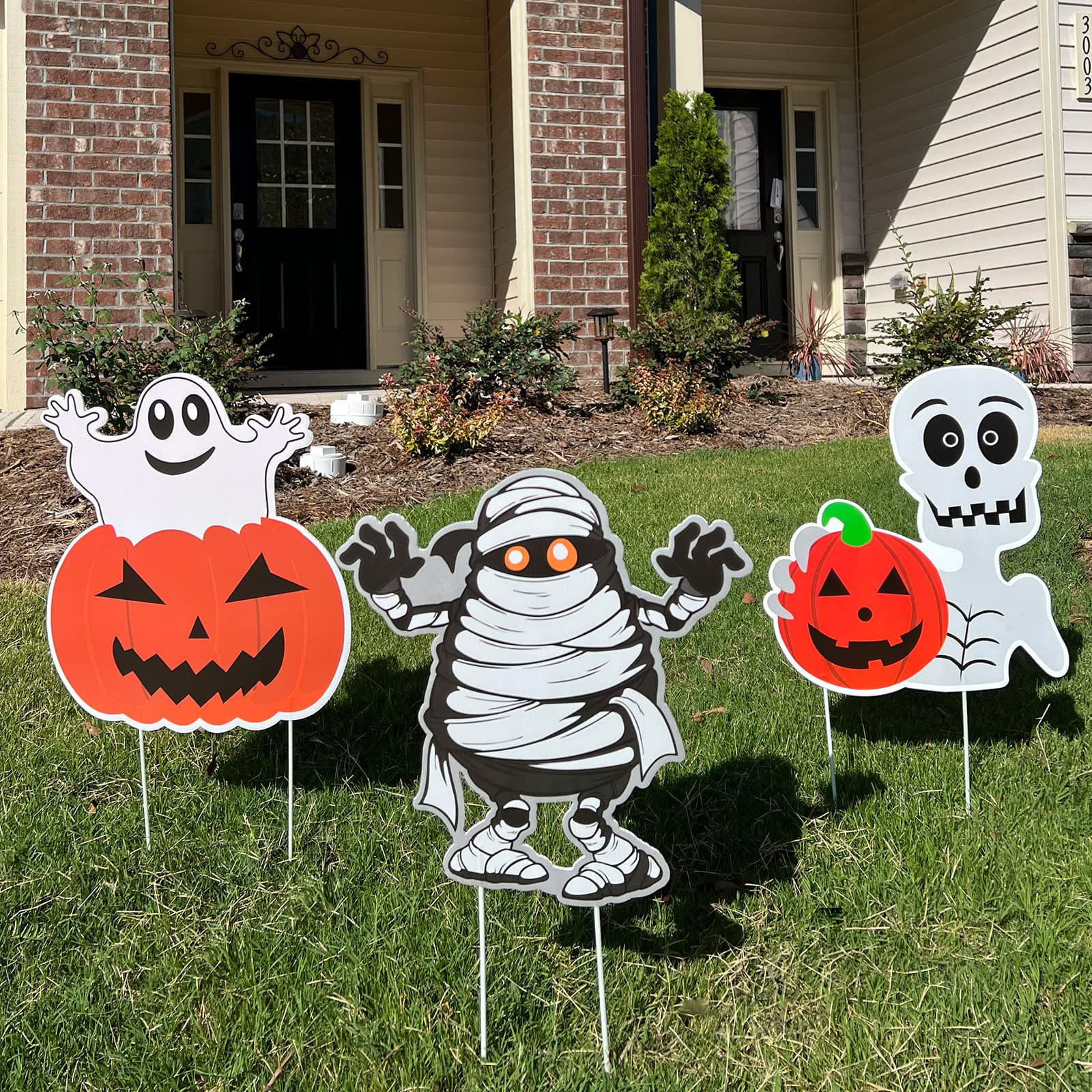 The Holiday Aisle® Halloween Yard Signs Set: 3PCS Pumpkin Ghost Monster ...
