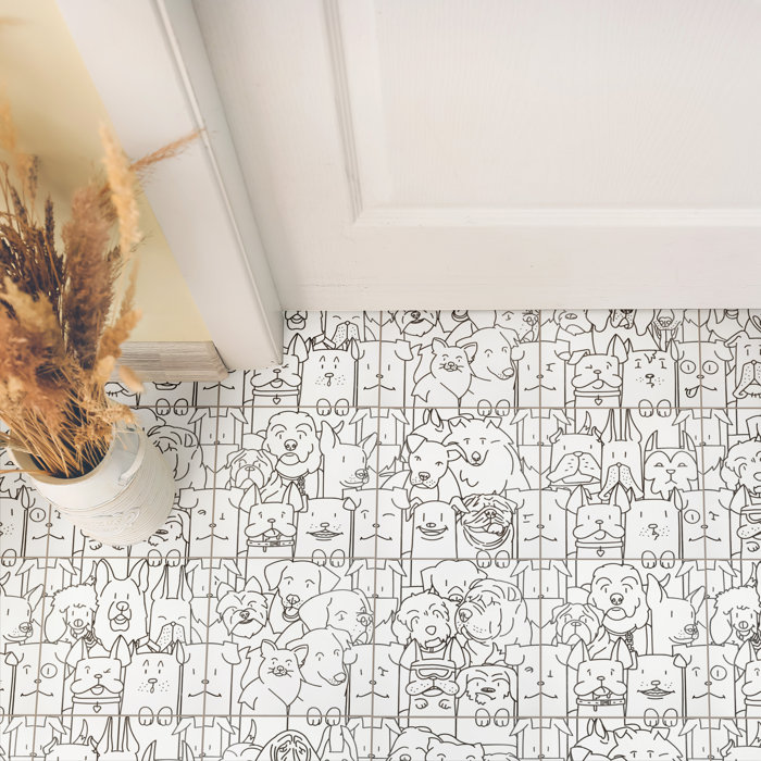 Merola Tile Oh My Dog 10" x 10" Porcelain Patterned Wall & Floor Tile ...