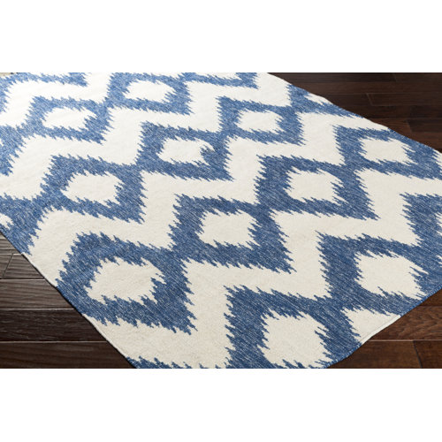 Dakota Fields Baptista Handmade Flatweave Wool Blue/White Rug & Reviews ...