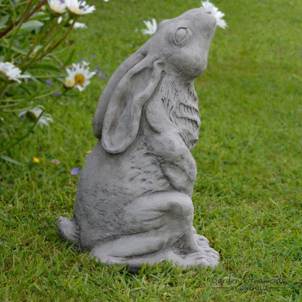 Happy Larry Latham Moon Gazing Hare Stone Garden Statue | Wayfair.co.uk