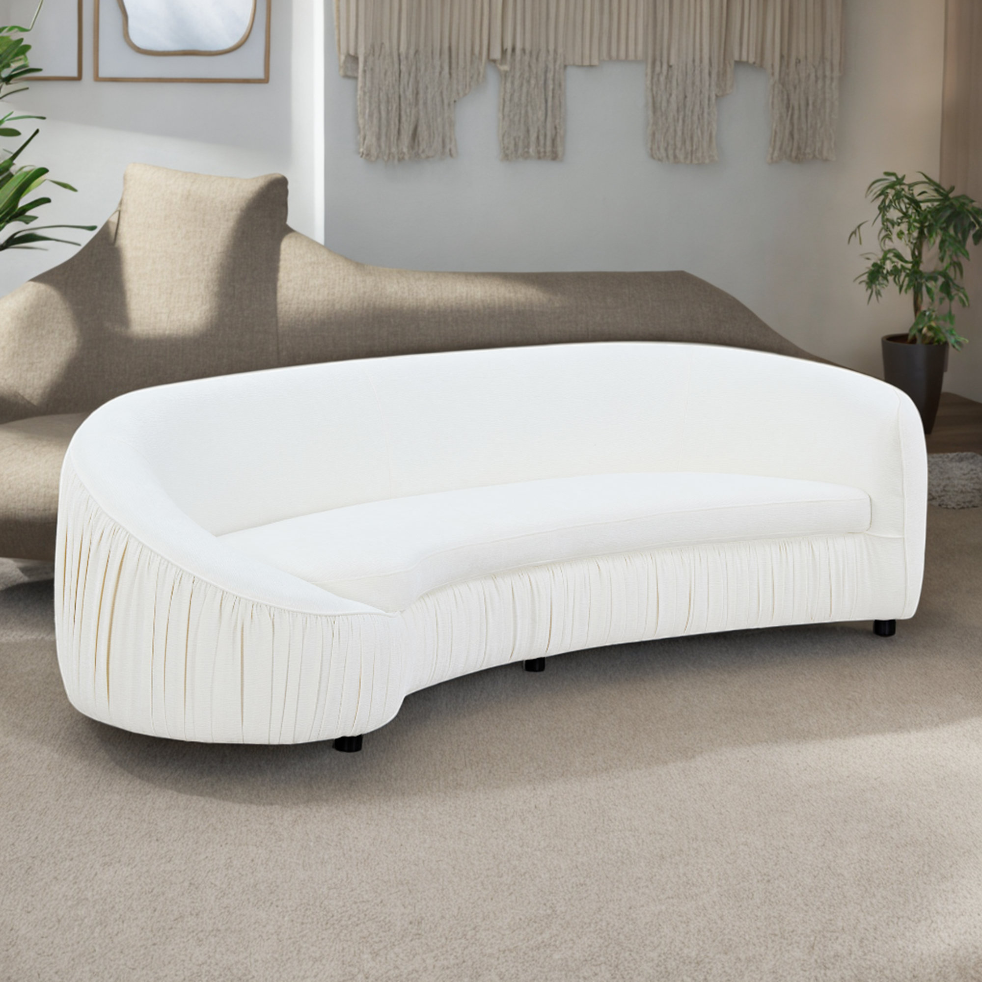 Orren Ellis Modern Design Curved Shaped Sofa Couch For Living Room ...