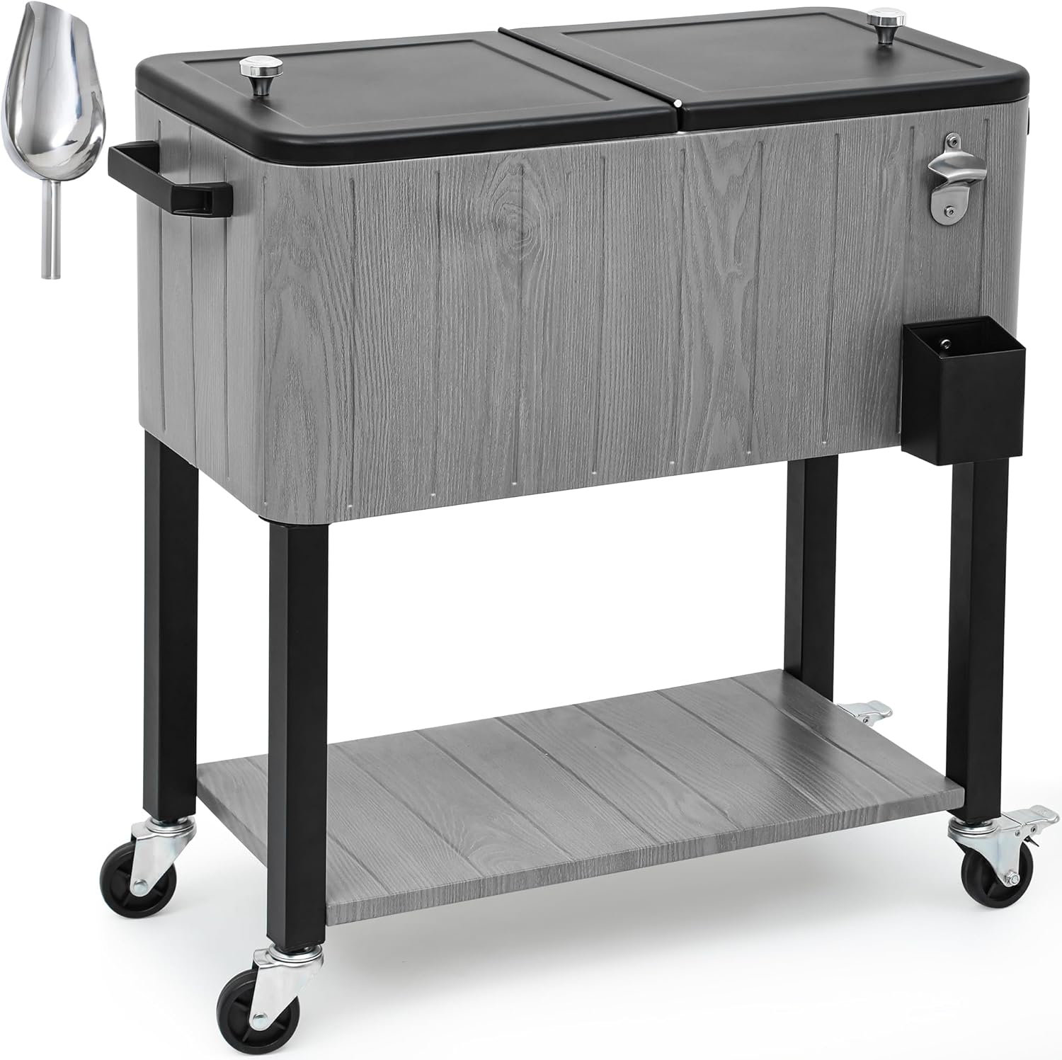 ATC CABINETS 80 Quart Patio Cooler Cart with Bottle Opener Drainage ...