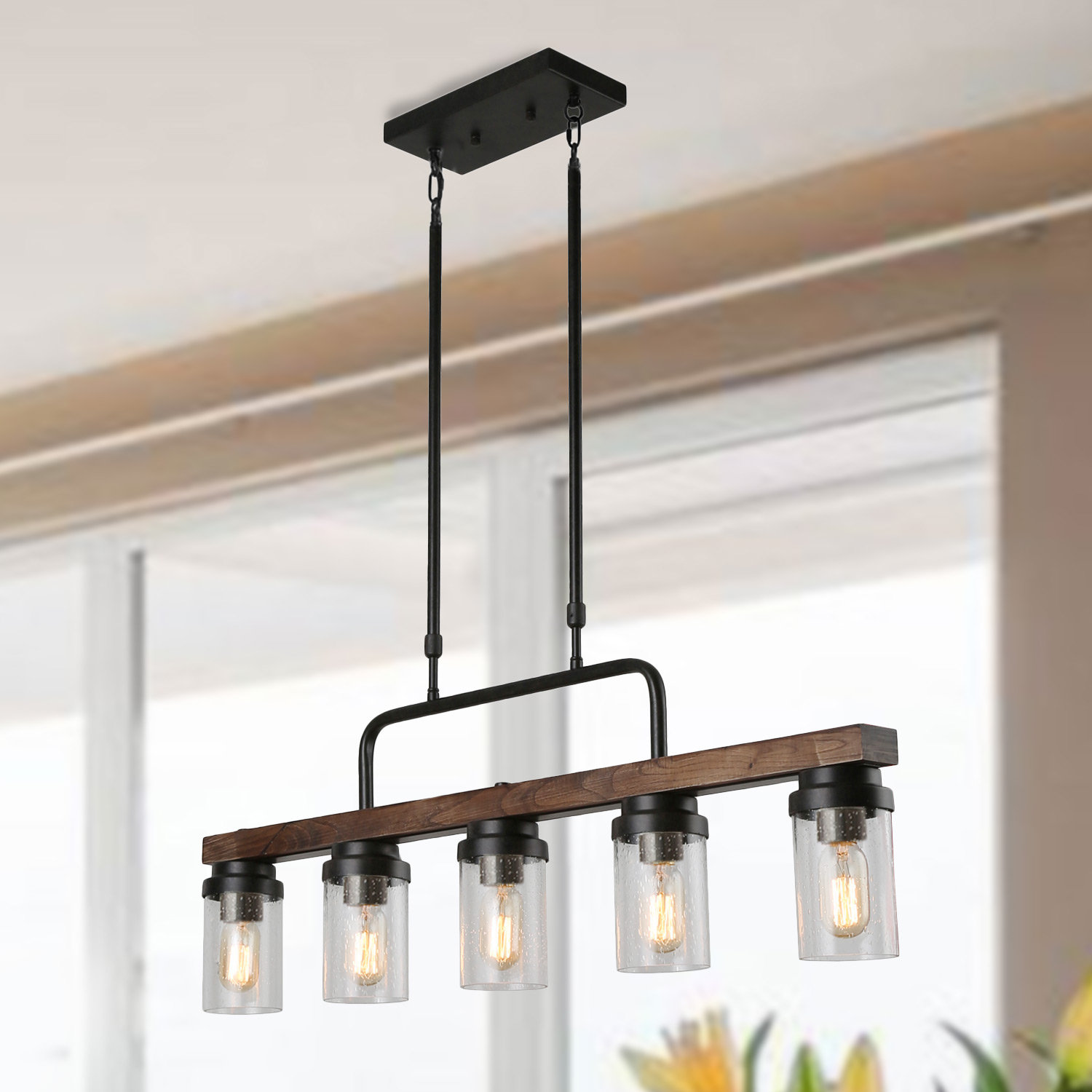 Loon Peak® Kitchen Island Lighting Farmhouse Linear Chandelier for ...