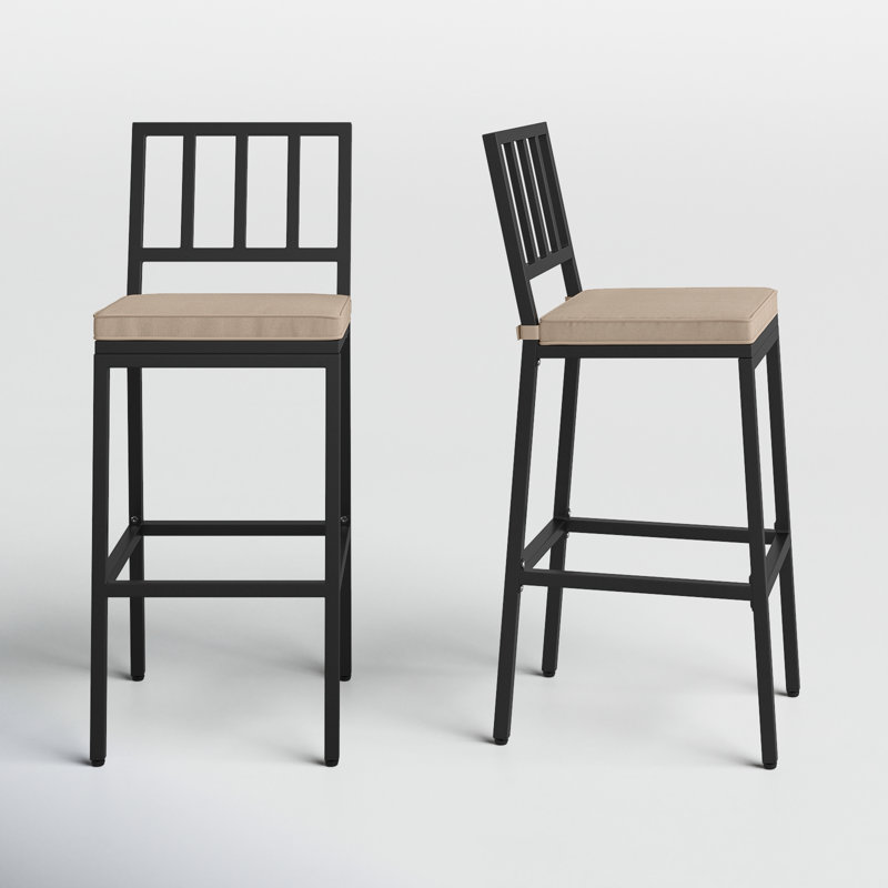 Wade Logan® Basha Steel Outdoor 27'' Counter Stool with Cushion | Wayfair