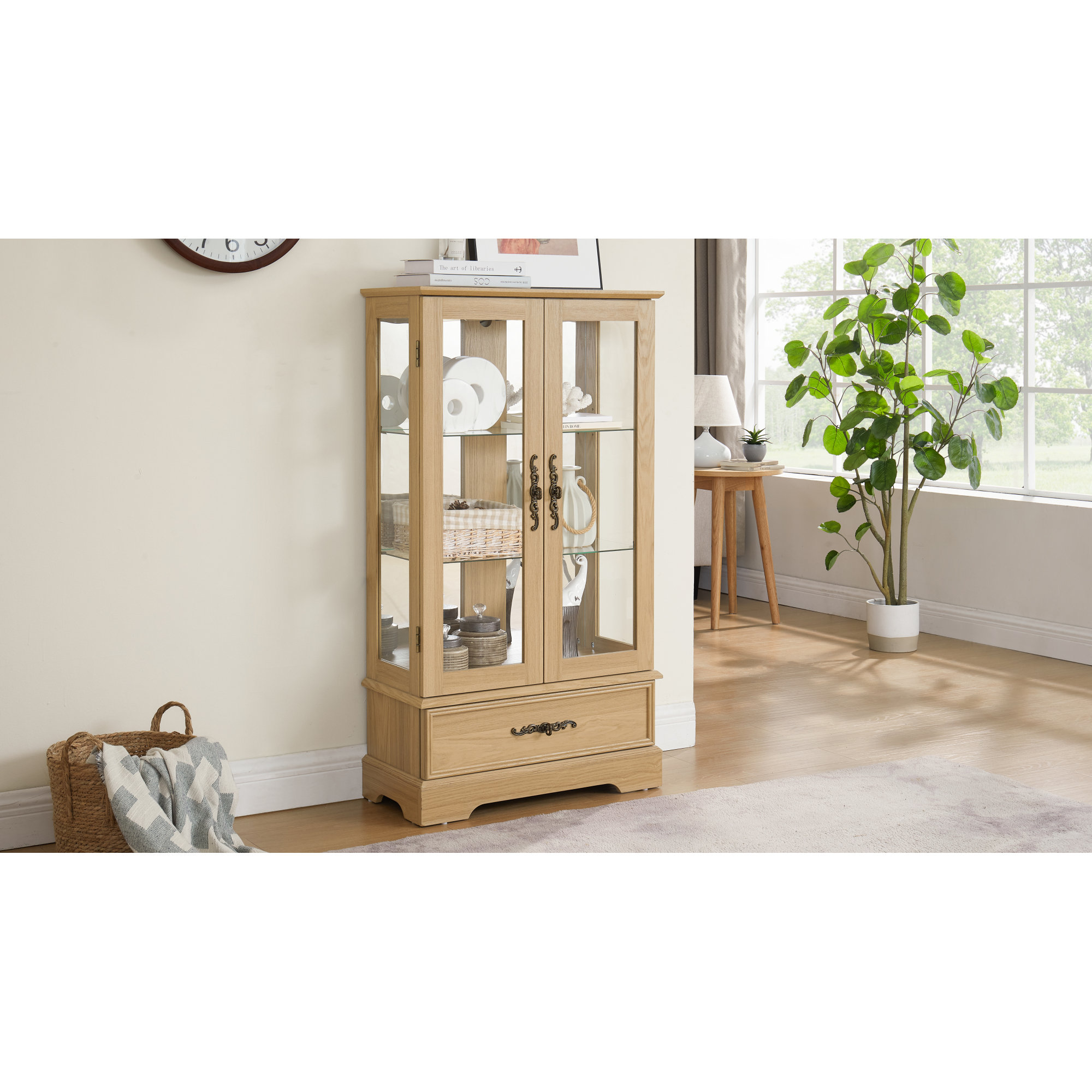 Red Barrel Studio® Lighted Glass Display Cabinet Mdf & Glass Vintage ...