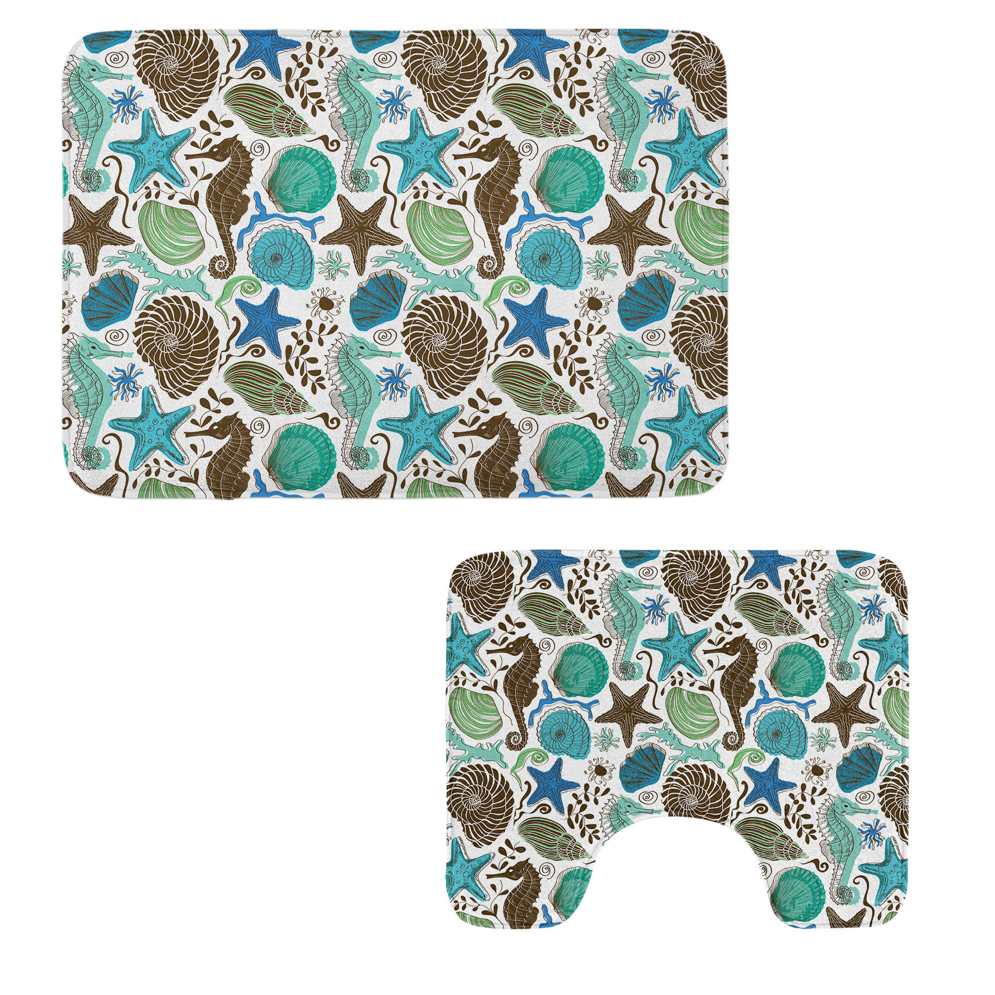 East Urban Home Sea Shells Bathroom Rug Set 2 Pieces Rectangle ...