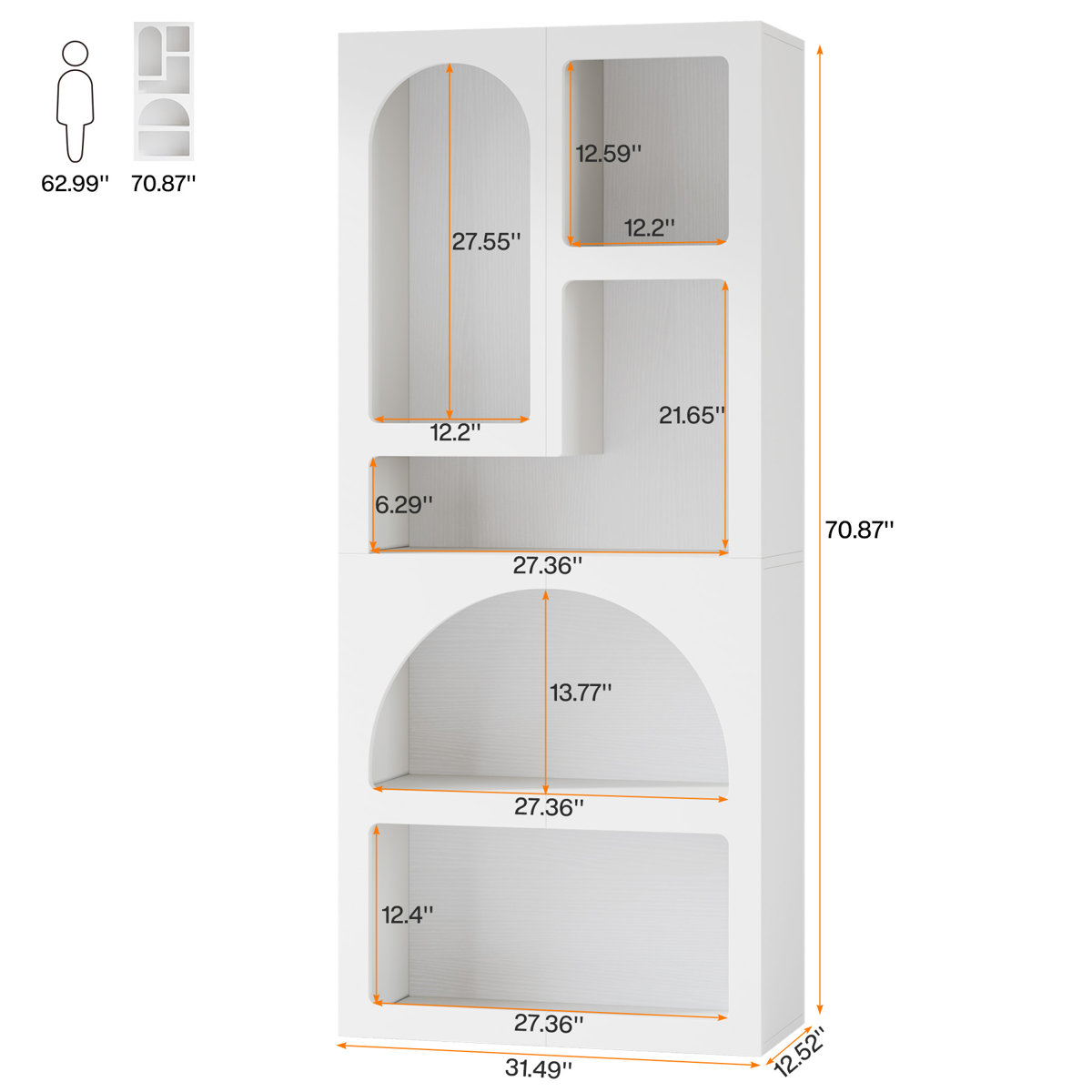 Latitude Run® Attwood 70" Tall Bookshelf, 5 Tier Geometric Bookcase ...