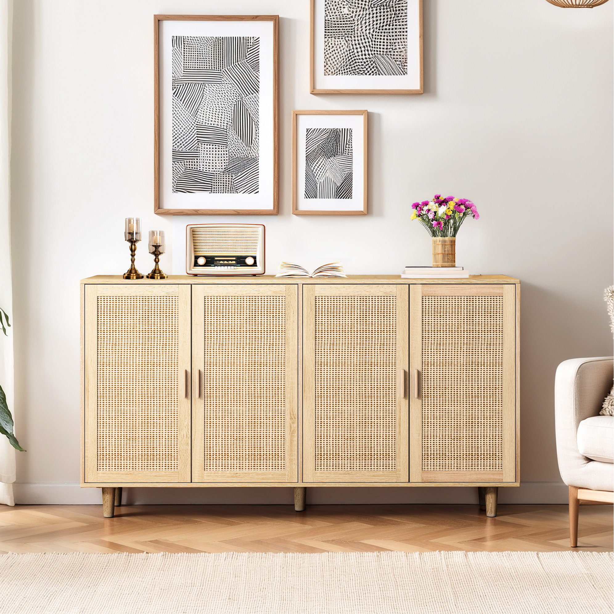 Latitude Run® 61.67" Elegant Particle Board Storage With Doors ...