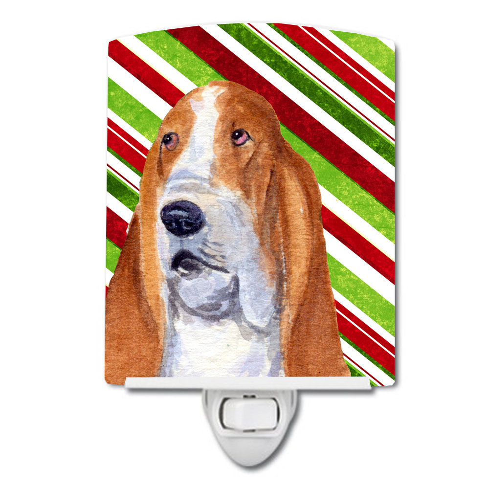 Caroline's Treasures Basset Hound Candy Cane Holiday Christmas Ceramic ...