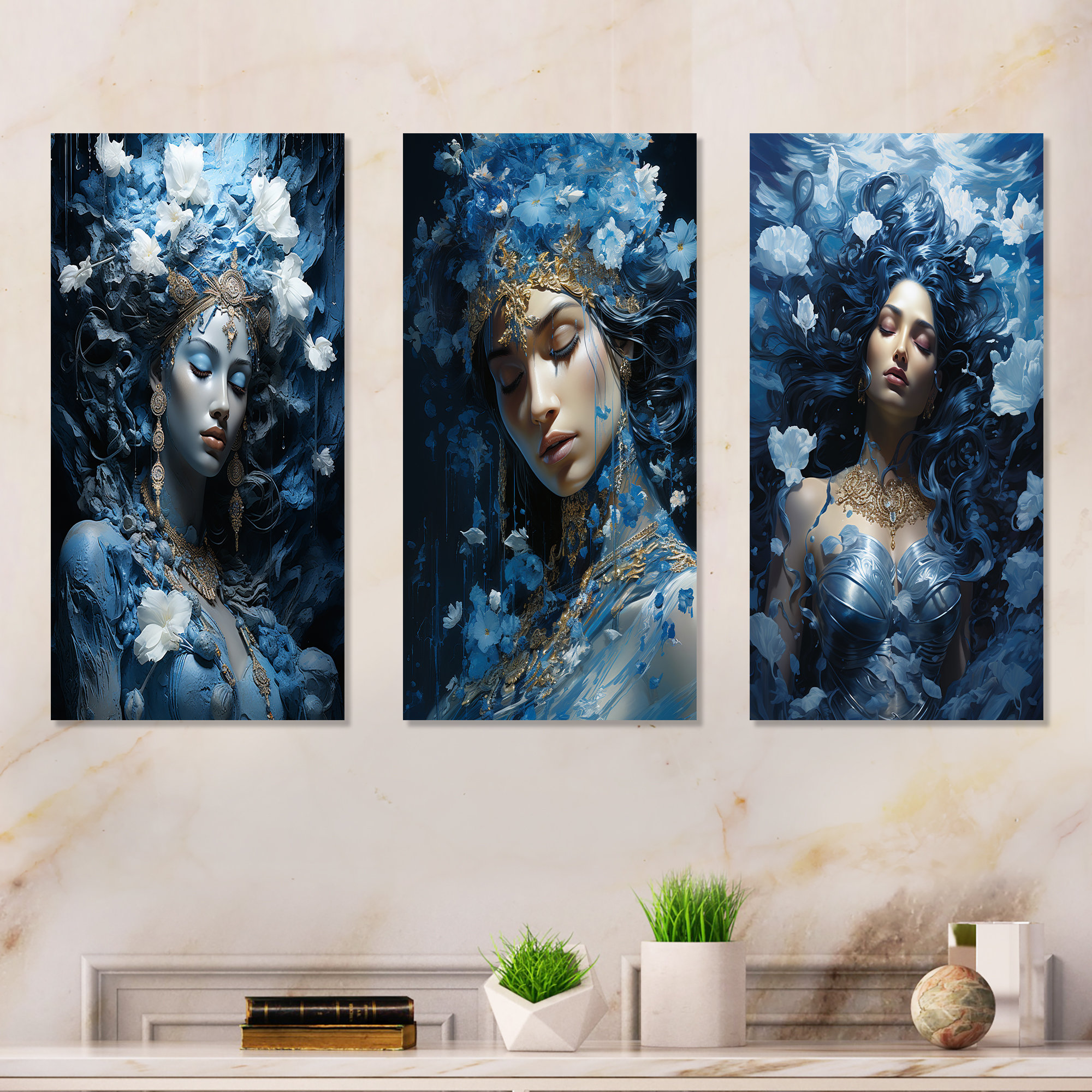 Trinx Hindu Woman Atman Spirit Abyss - Hinduism Metal Wall Art Set Of 3 ...