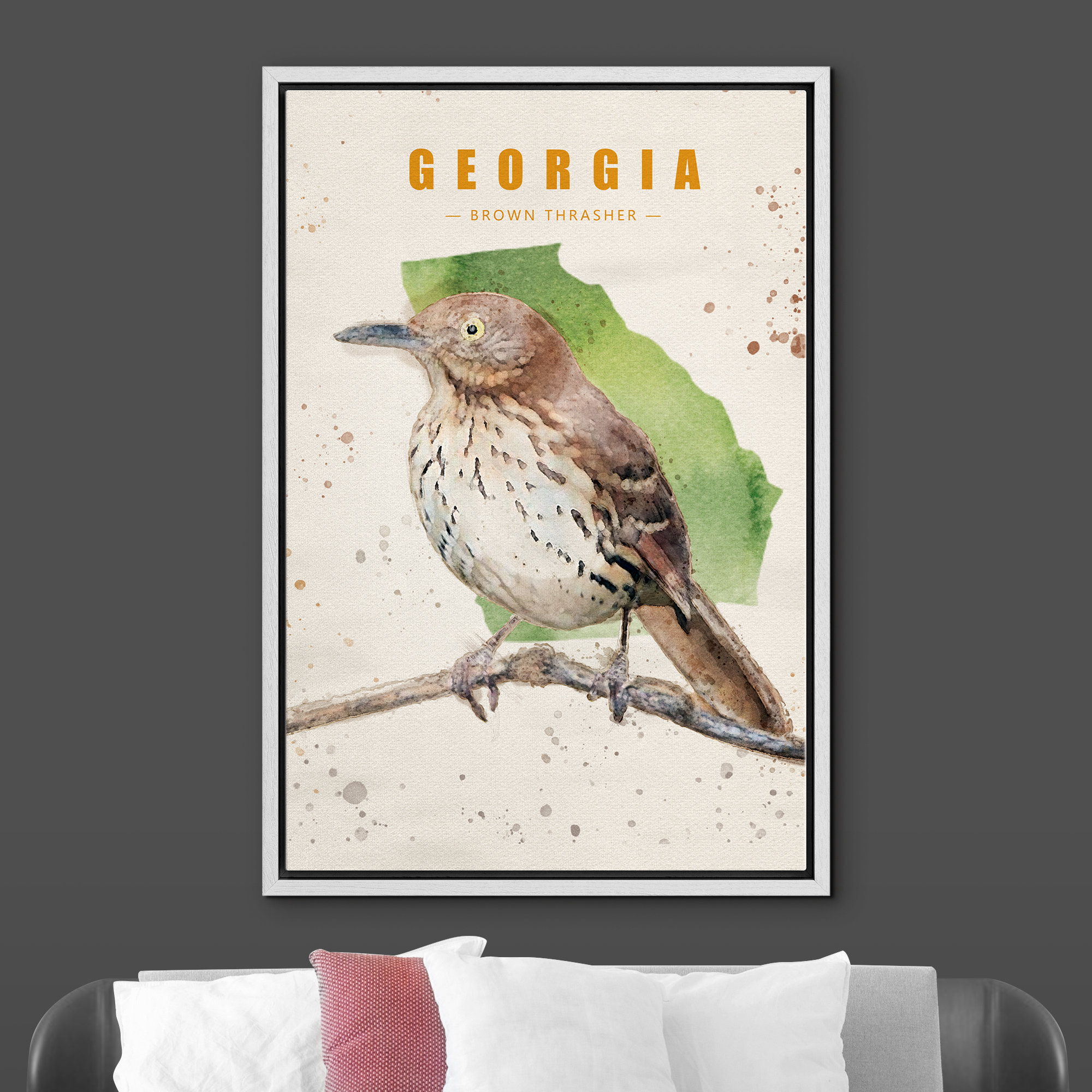 IDEA4WALL Framed Canvas Print Wall Art Georgia Brown Thrasher Bird ...