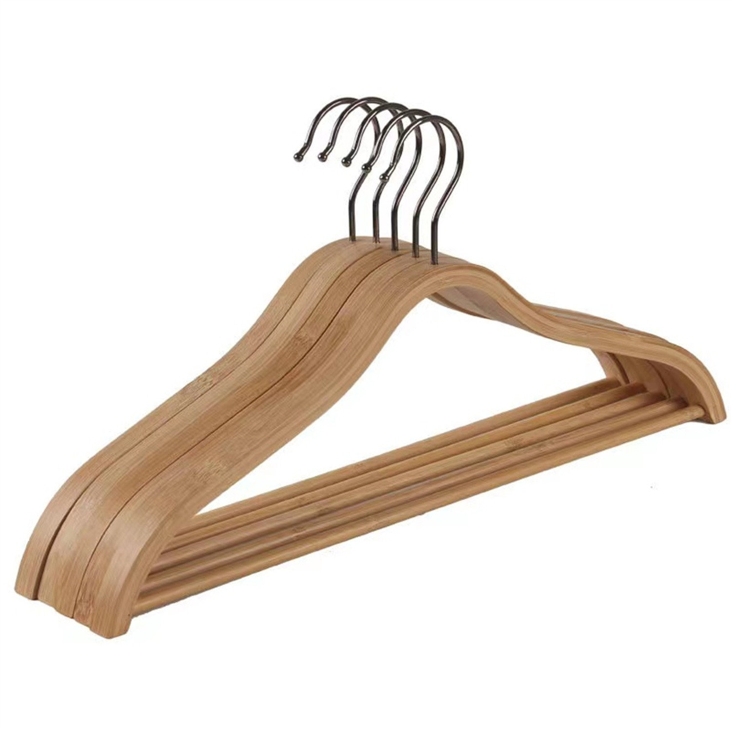 Corrigan Studio® Bamboo Wooden Hangers – Natural Anti-Slip, No-Snag ...