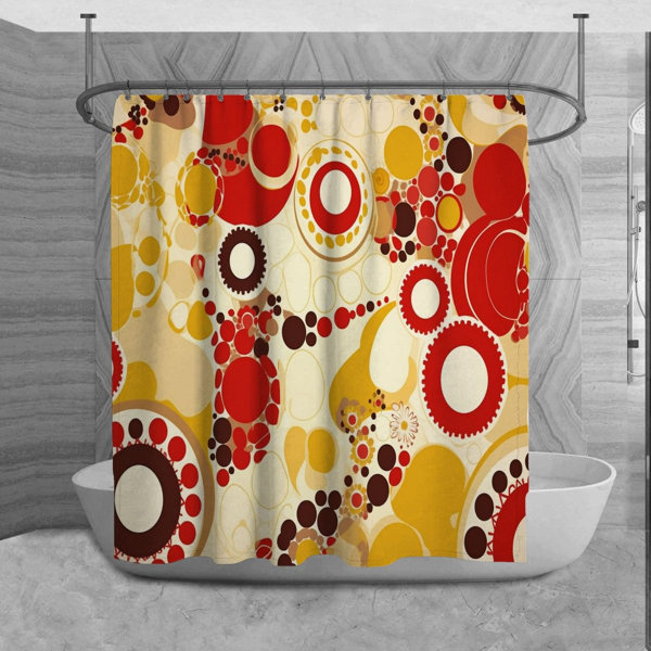 Bless international Funky Shower Curtain Pattern Bathroom Decor Red ...