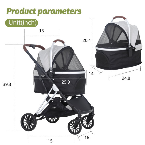 BestPet Folding Standard Stroller with Detachable Carrier | Wayfair