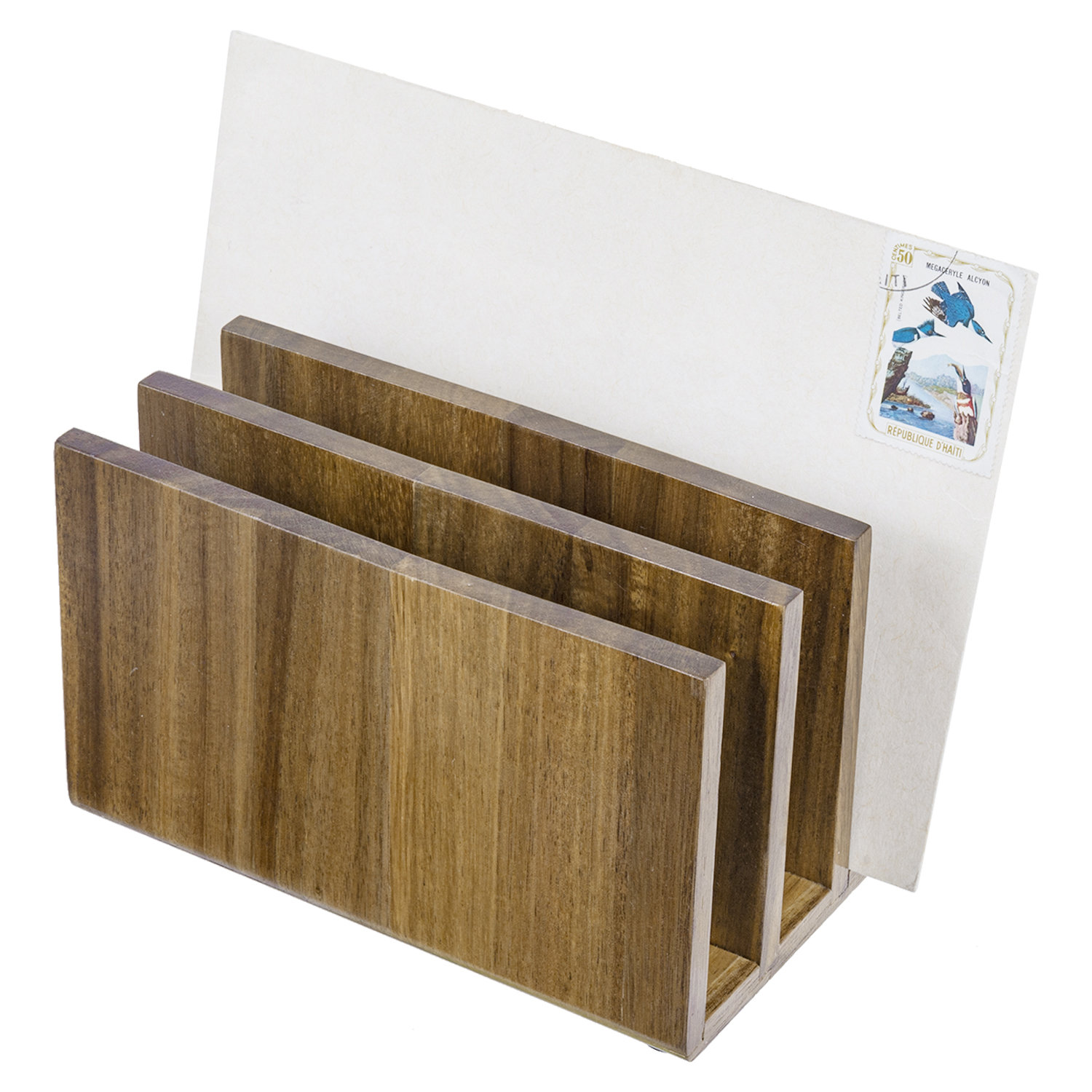 Millwood Pines Acacia Wood Mail Holder Desk Accessories Organizer | Wayfair