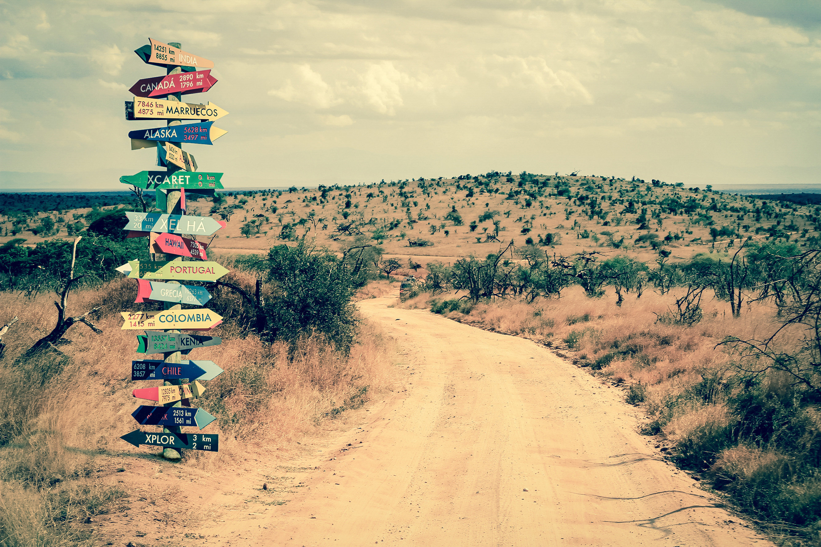 Union Rustic Funny Directions Signpost by Czekma13 - Wrapped Canvas ...