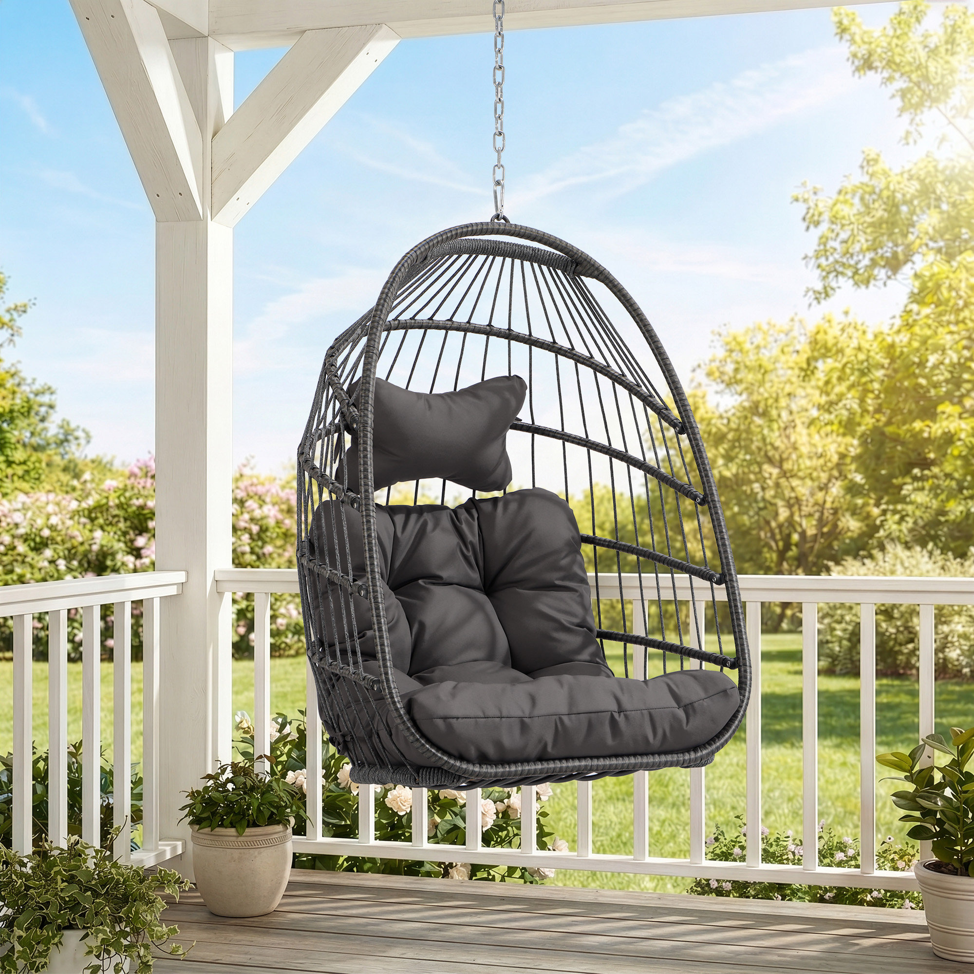 Dakota Fields Chorley Indoor/Outdoor Porch Swing Egg Chair Without ...