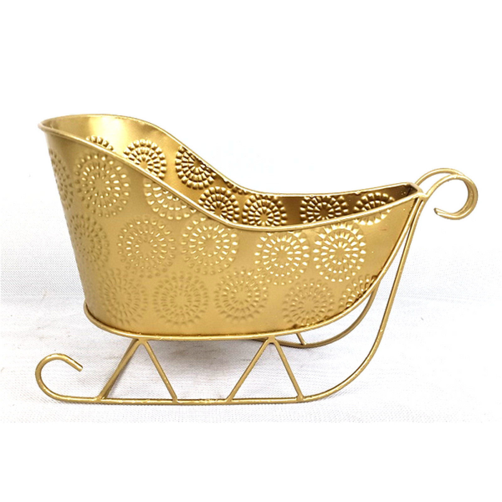 The Holiday Aisle® Gold Metal Sleigh Decoration | Wayfair