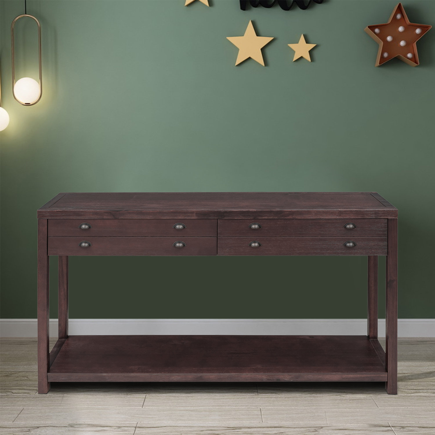 Wade Logan® Acai Retro Style Wooden Console Table With Two Big Top ...