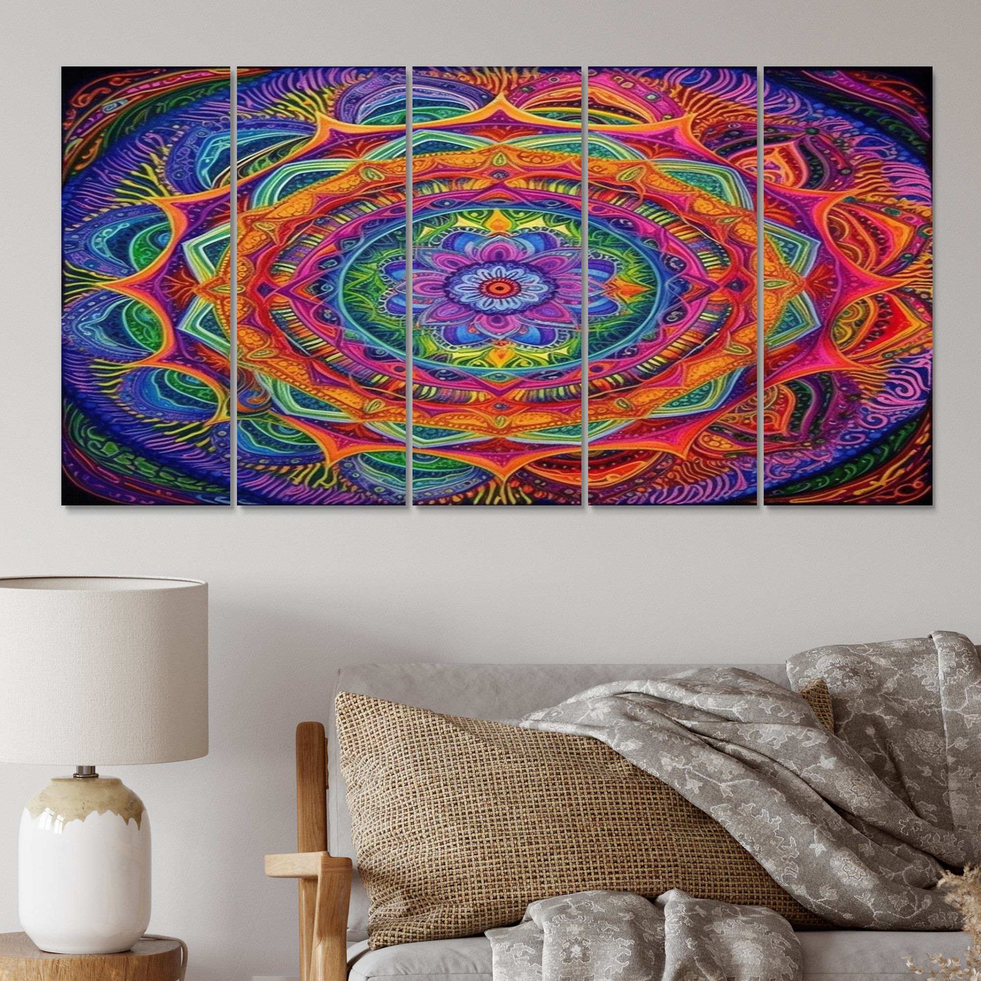 Bungalow Rose Sacred Mandala - Boho Mandala Wall Art Living Room - 5 ...