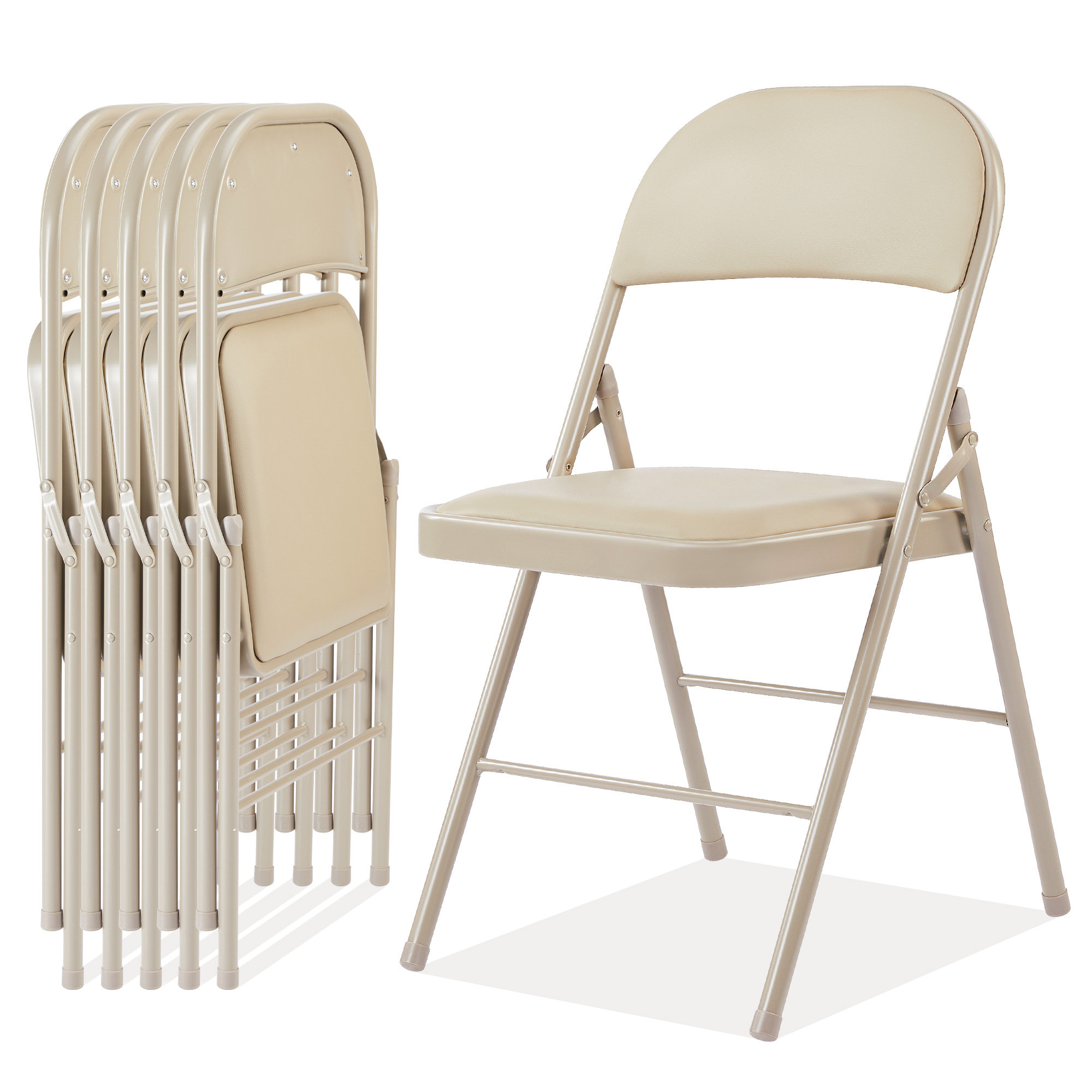 Inbox Zero Marky Upholstered Metal Folding Event Chairs with Padded ...